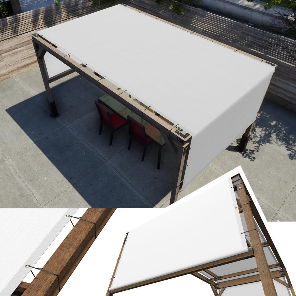 Amgo 8' W x 27' L White Pergola UPF50 Sun Shade Canopy Replacement ...