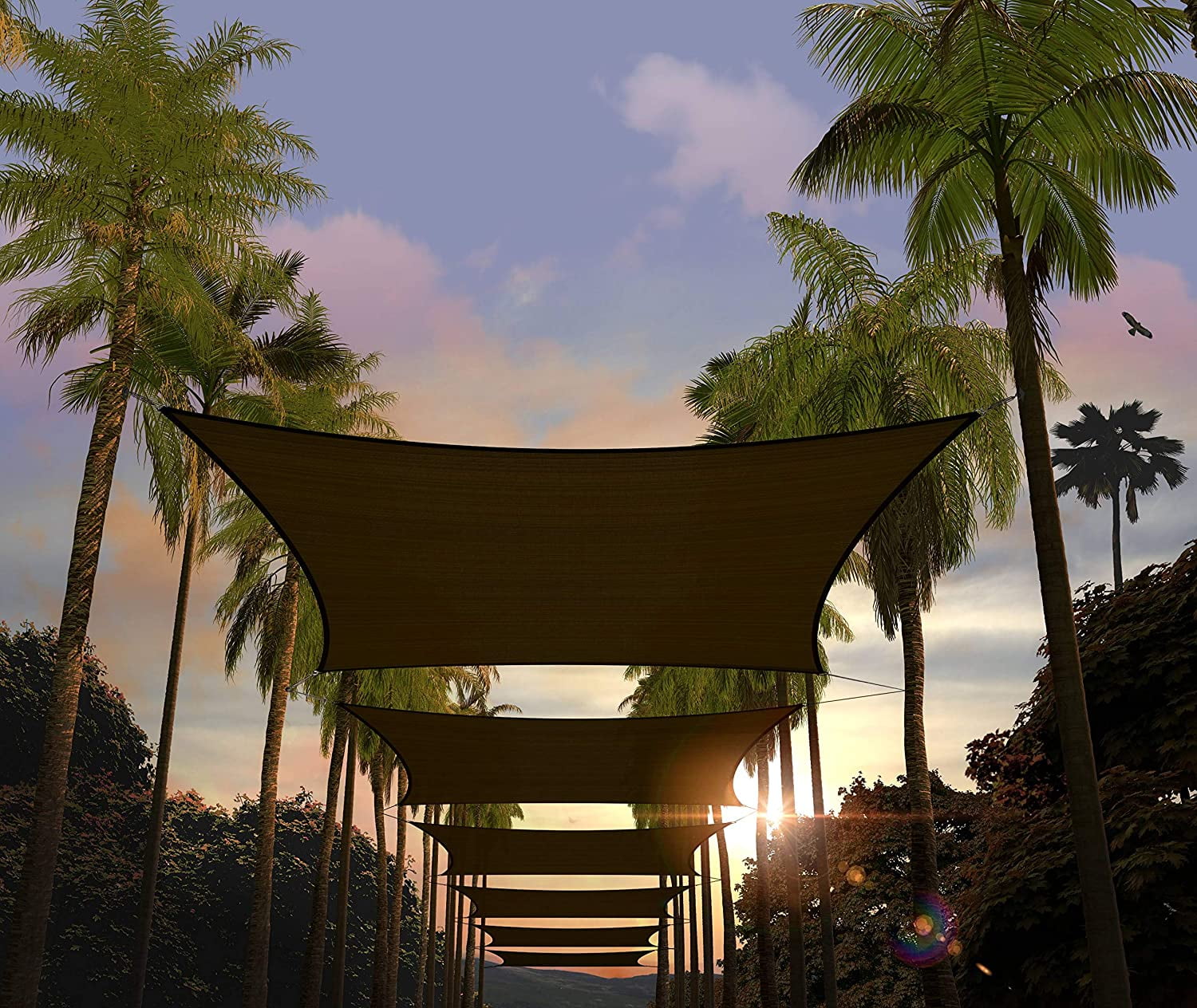 Amgo 8' x 12' Brown Rectangle Sun Shade Sail Canopy Awning UPF50 ...
