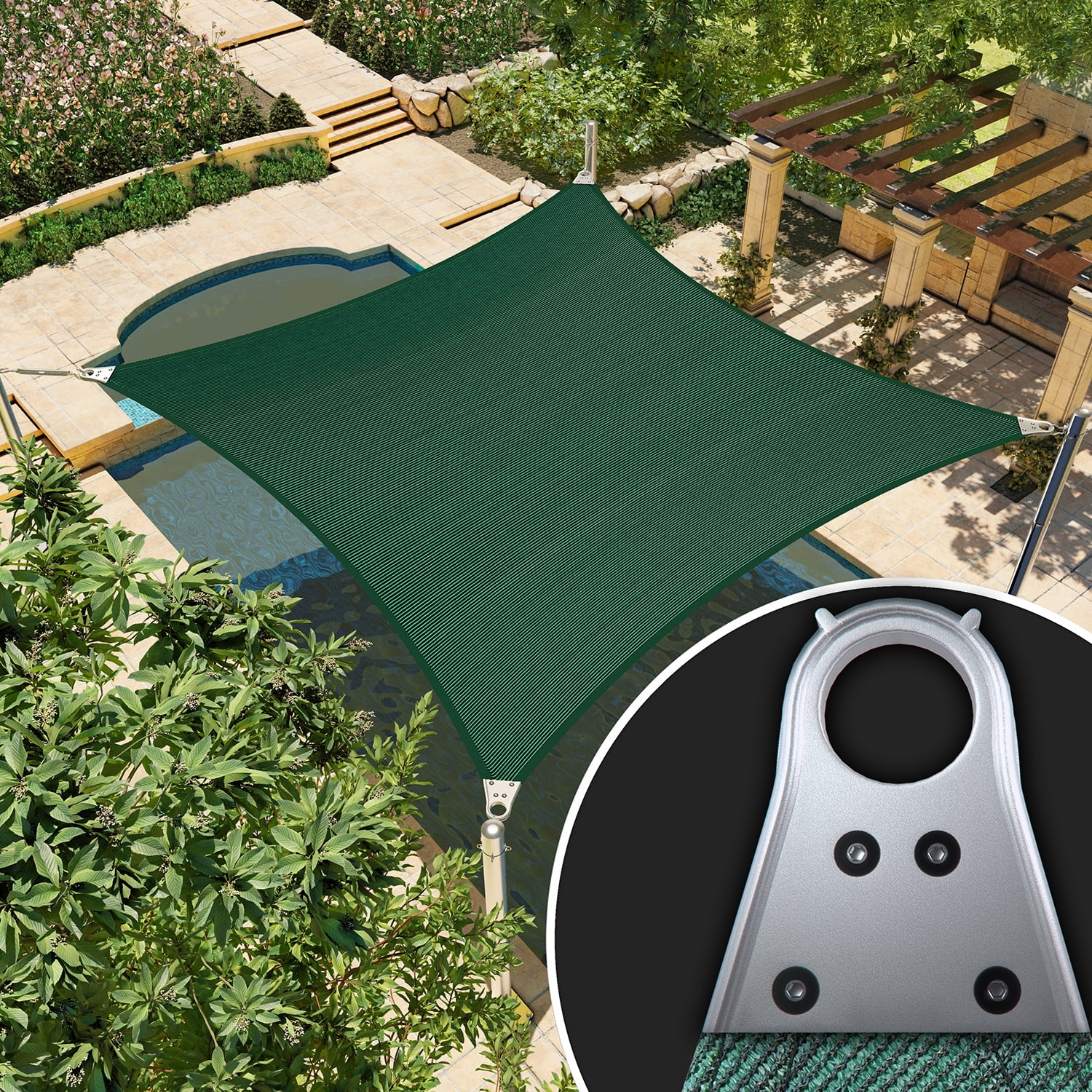 Amgo 8' x 14' Green Rectangle/Square Super Ring Sun Shade Sail Order To ...
