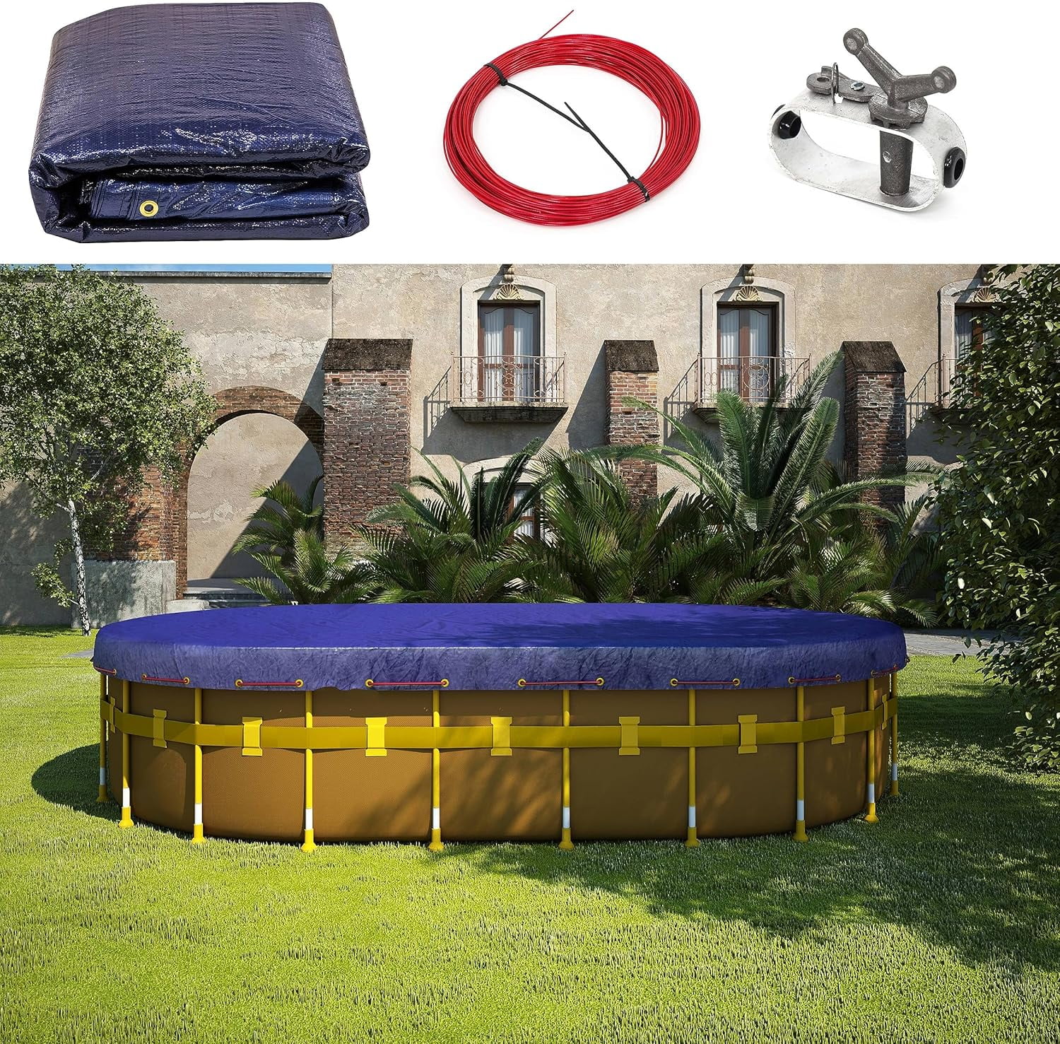 Amgo Custom Size 10' x 31' Premium Oval Blue Winter Swimming Pool Cover ...