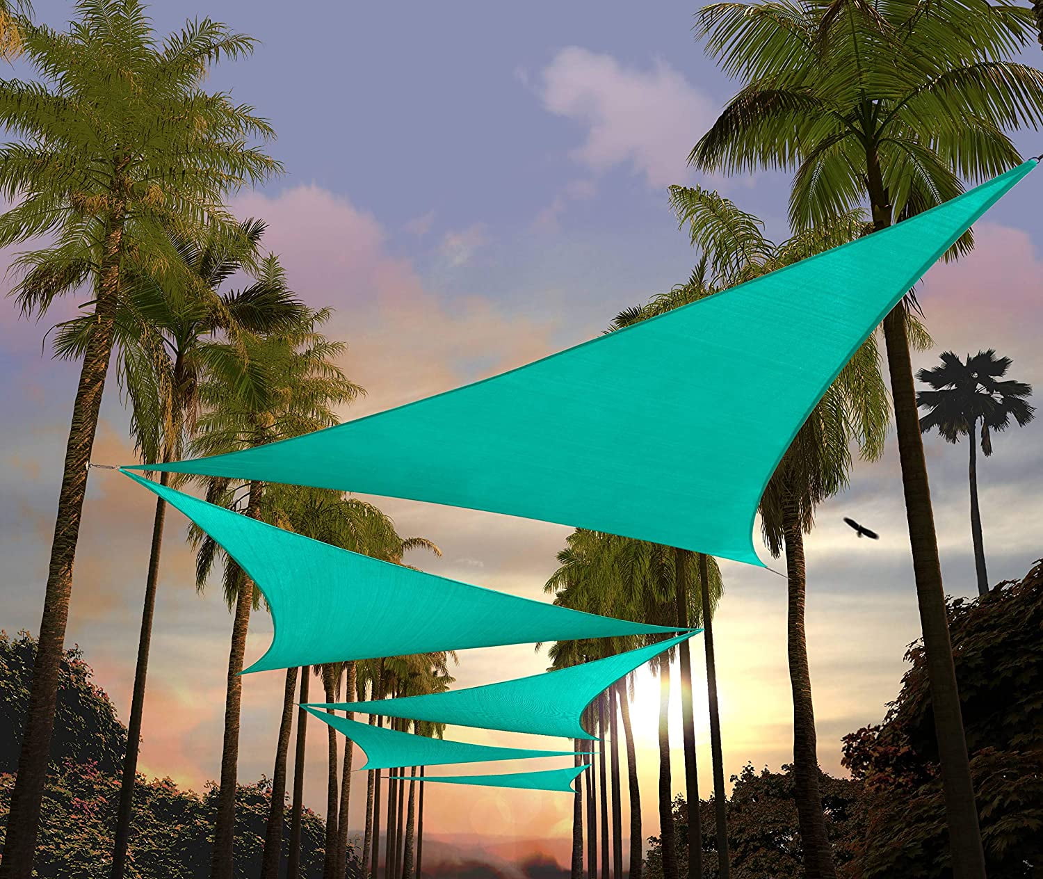 Amgo Custom Size 24' x 24' x 24' Turquoise Triangle Sun Shade Sail ...