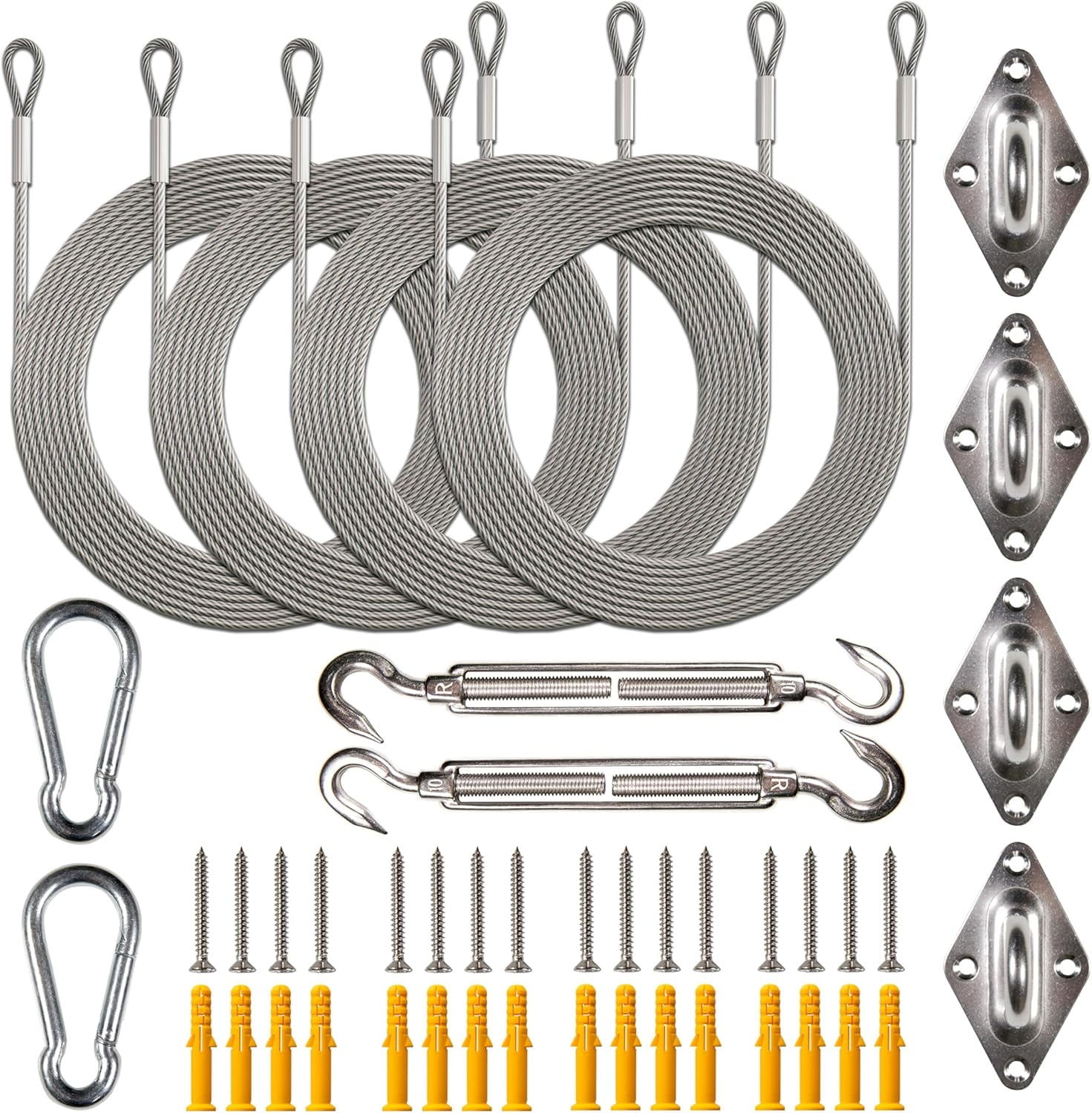 Amgo Hardware Kit Set for Rectangle/Square Sun Shade Sails Canopy, Easy ...