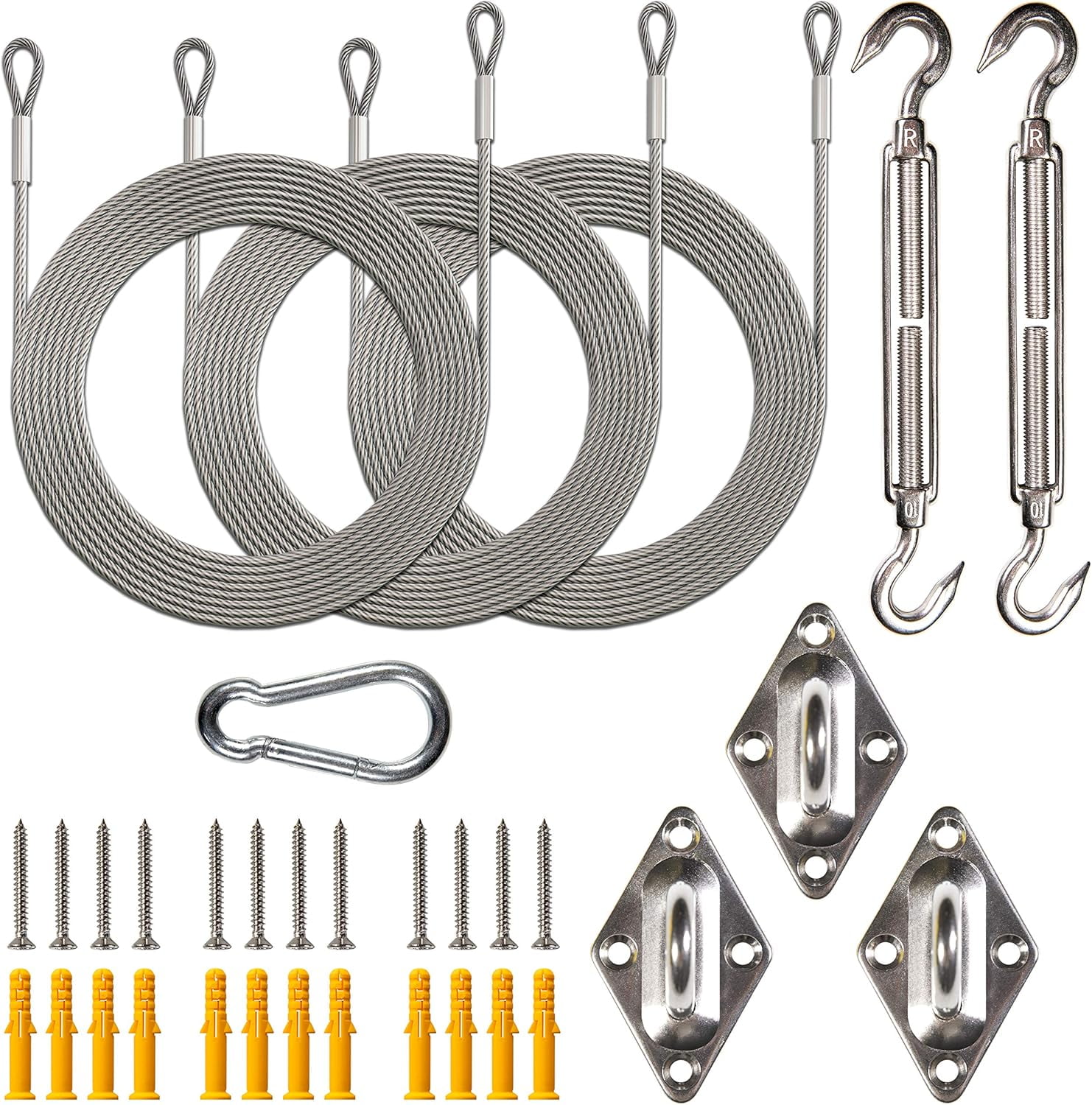 Amgo Hardware Kit Set for Triangle Sun Shade Sails Canopy, Easy ...