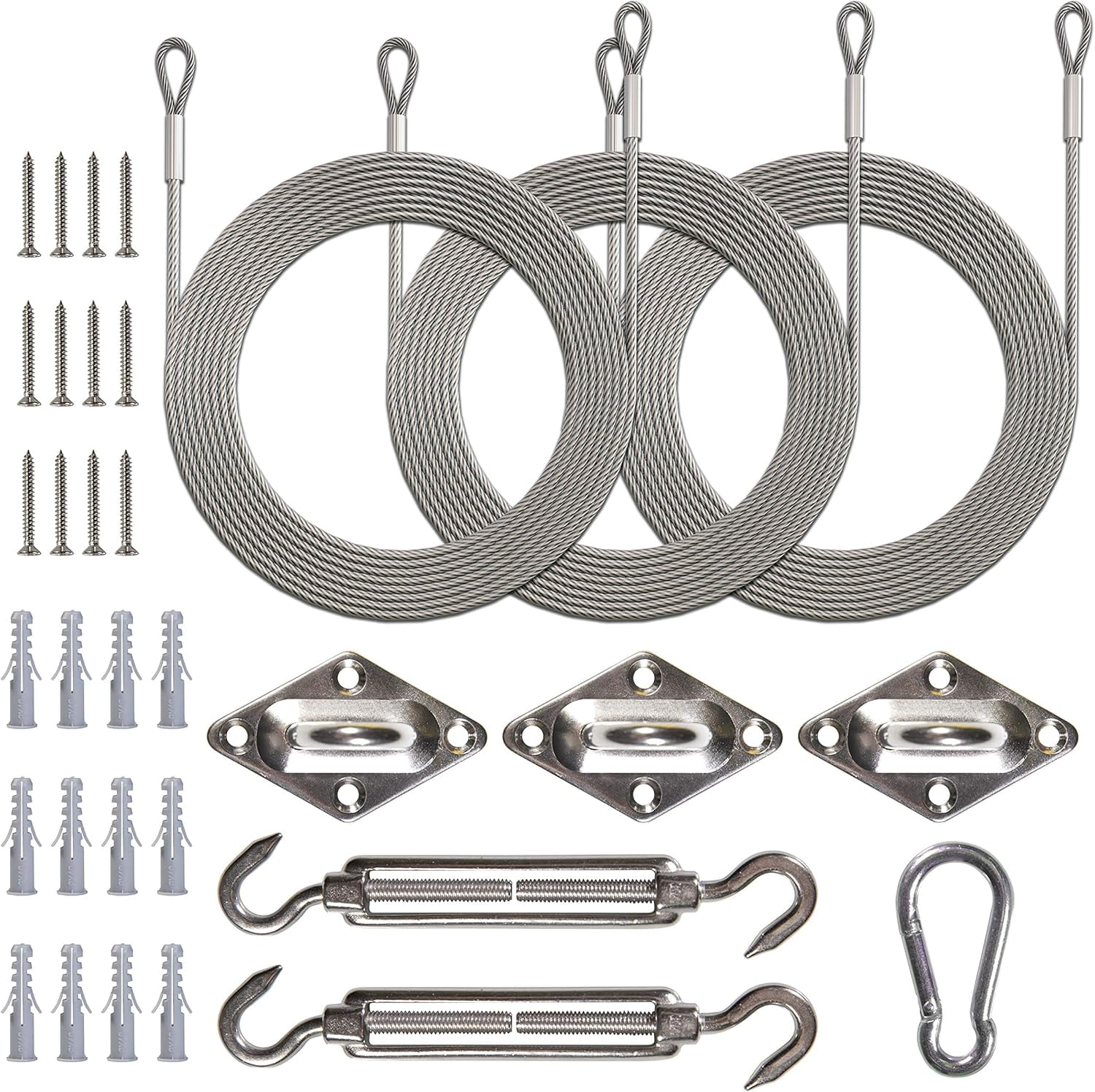 Amgo Hardware Kit Set for Triangle Sun Shade Sails Canopy, Easy ...