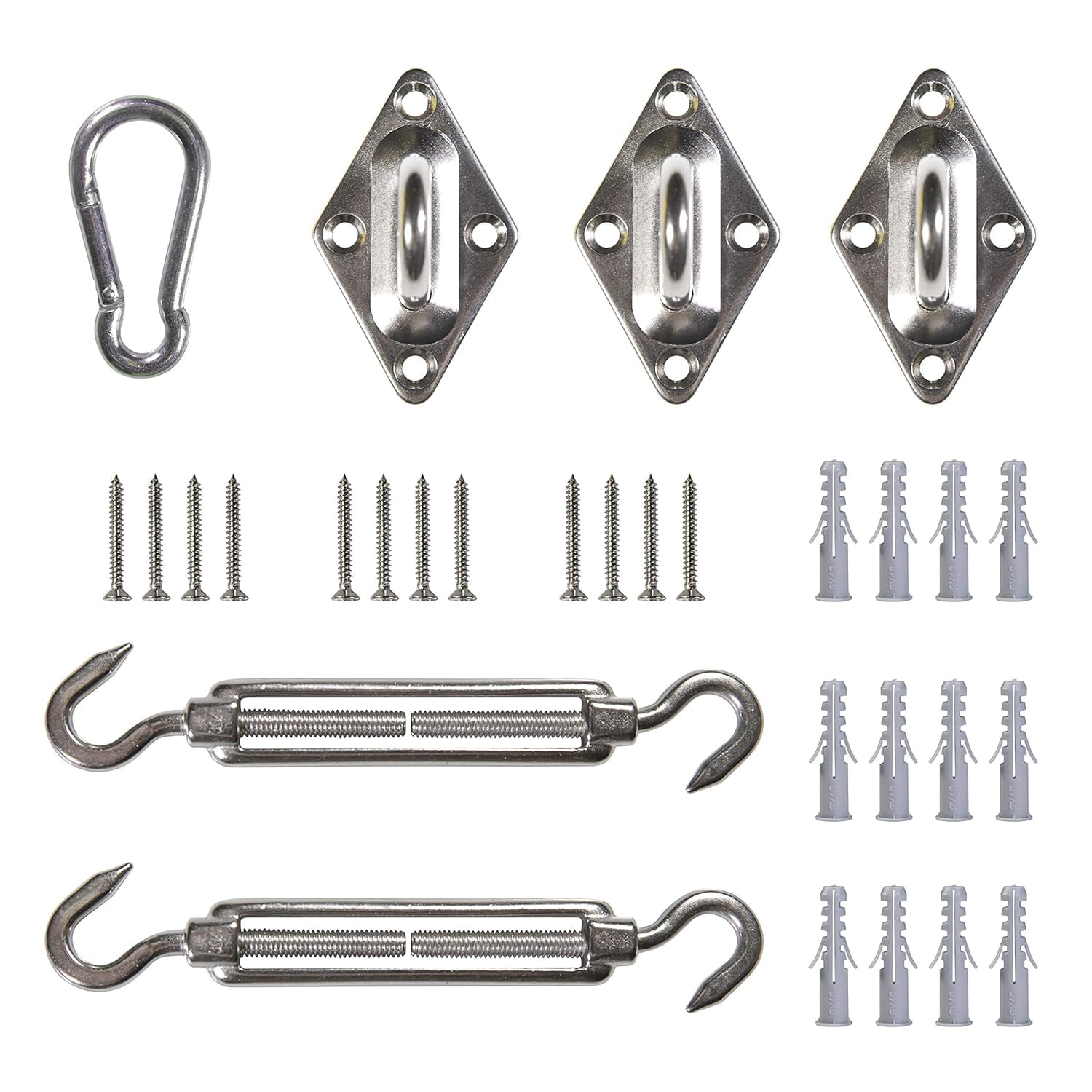 Amgo Triangle Sun Shade Sail Canopy Installation Hardware Kit Accessory ...
