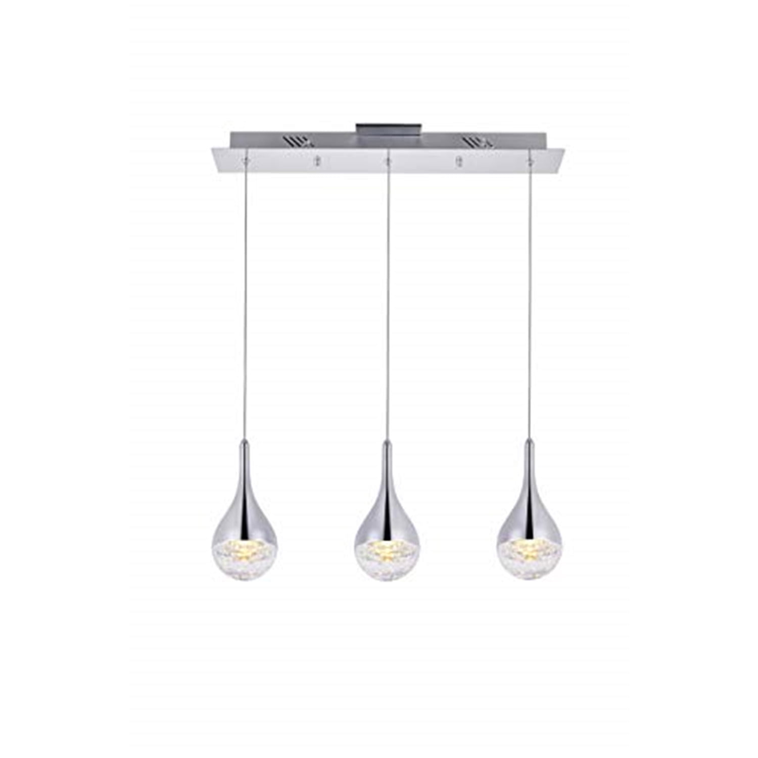 Amherst Collection LED 3-light chandelier 24in x 4in x 9in chrome ...