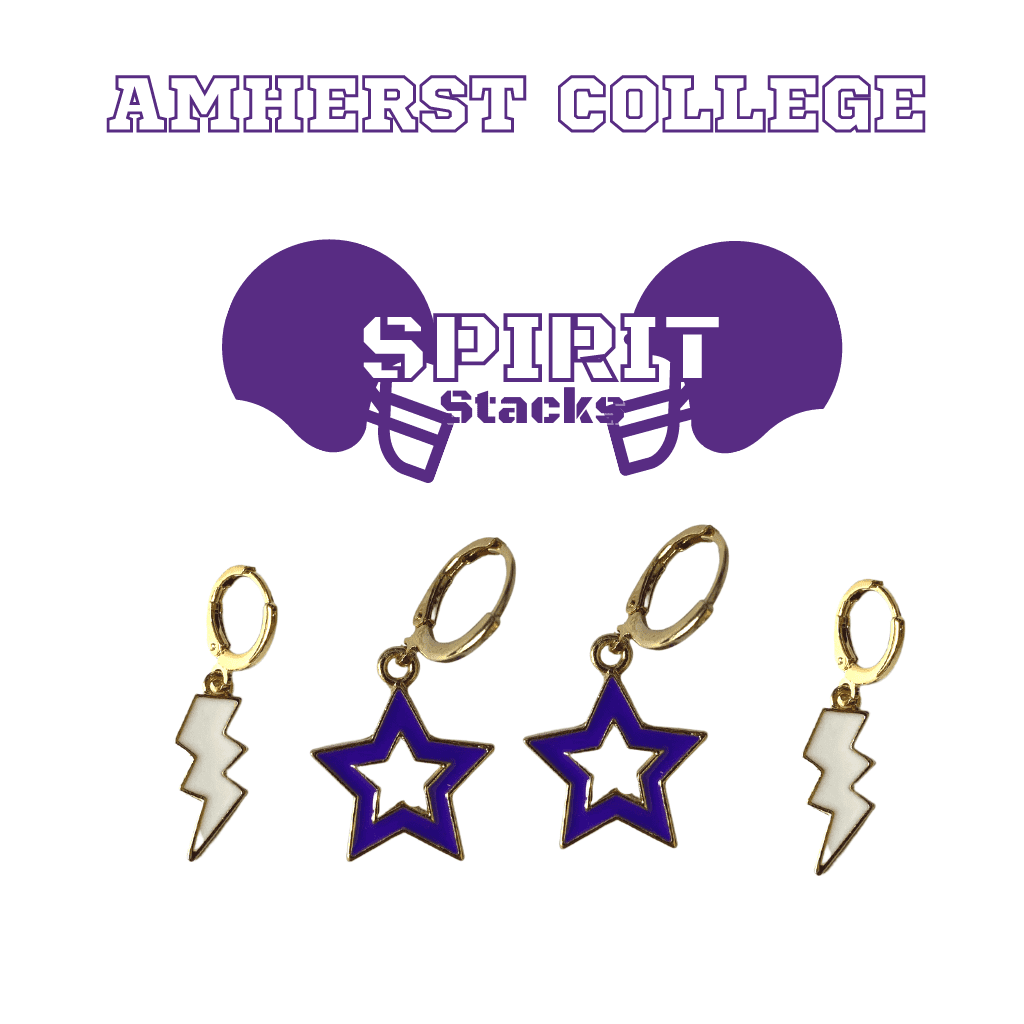 Amherst College Spirit Stack purple mini enamel bolts and white ...