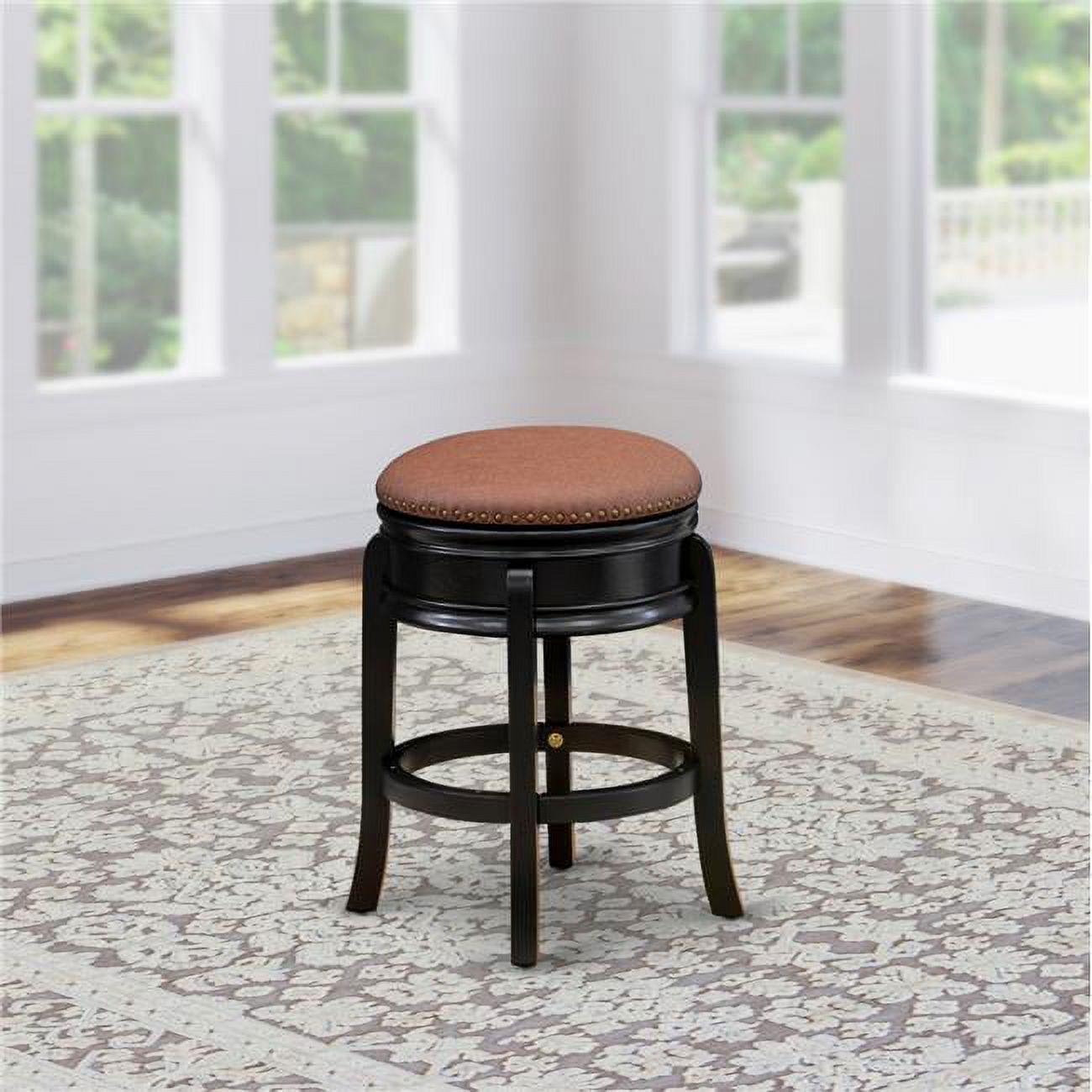 Amherst Round Backless Stunning Bar Stool with Brown Roast Pu Leather ...