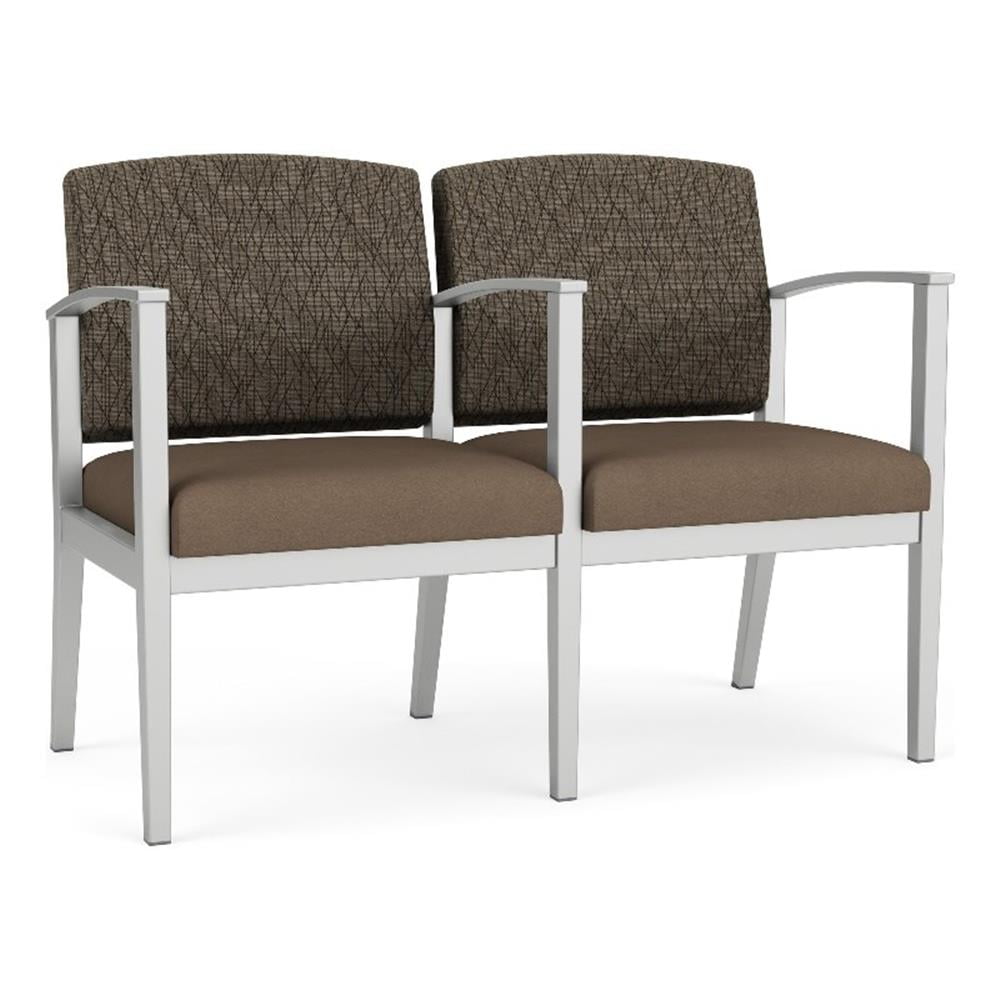 Amherst Steel Reception 2 Seat Tandem Seating / Silver Steel / Brown ...