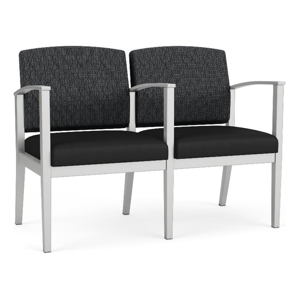 Amherst Steel Reception 2 Seat Tandem Seating / Silver Steel / Dark ...
