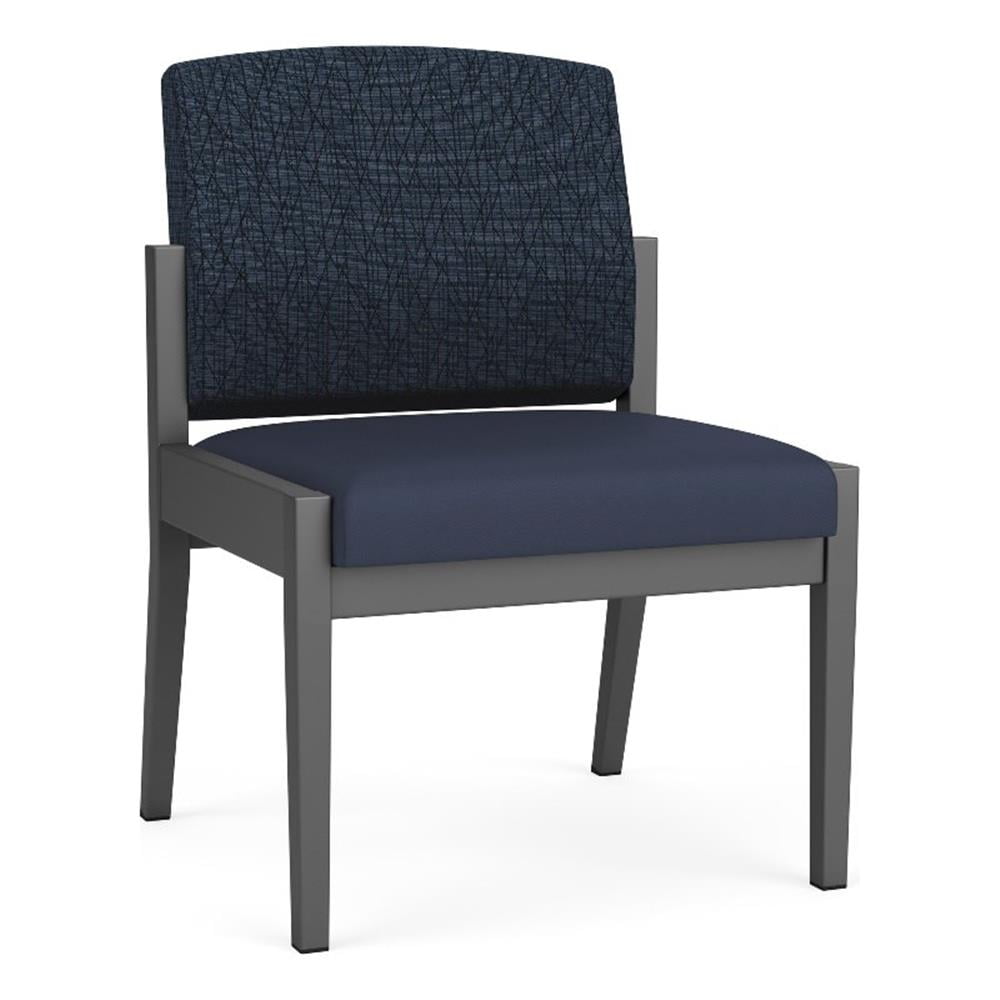 Amherst Steel Reception Armless Guest Chair / Charcoal Steel / Blue ...