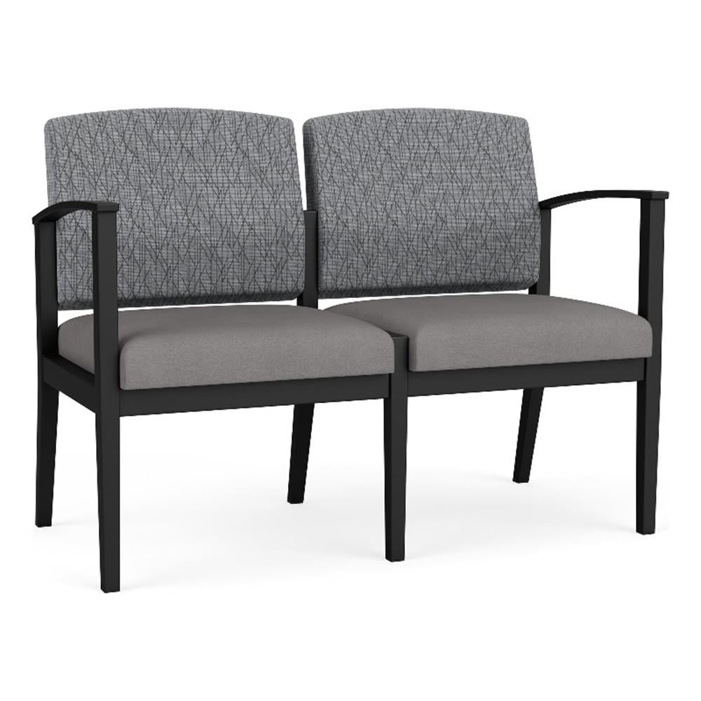 Amherst Steel Reception Waiting 2-Seat Chair / Black Steel / Gray ...