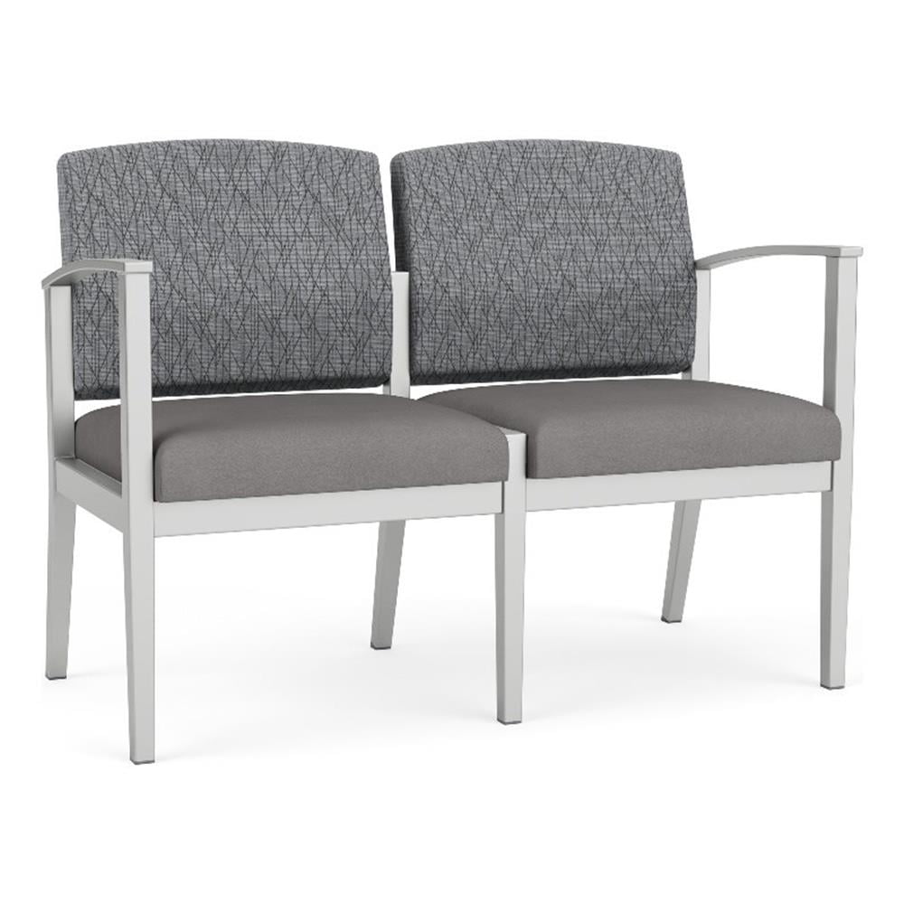 Amherst Steel Reception Waiting 2-Seat Chair / Silver Steel / Gray ...