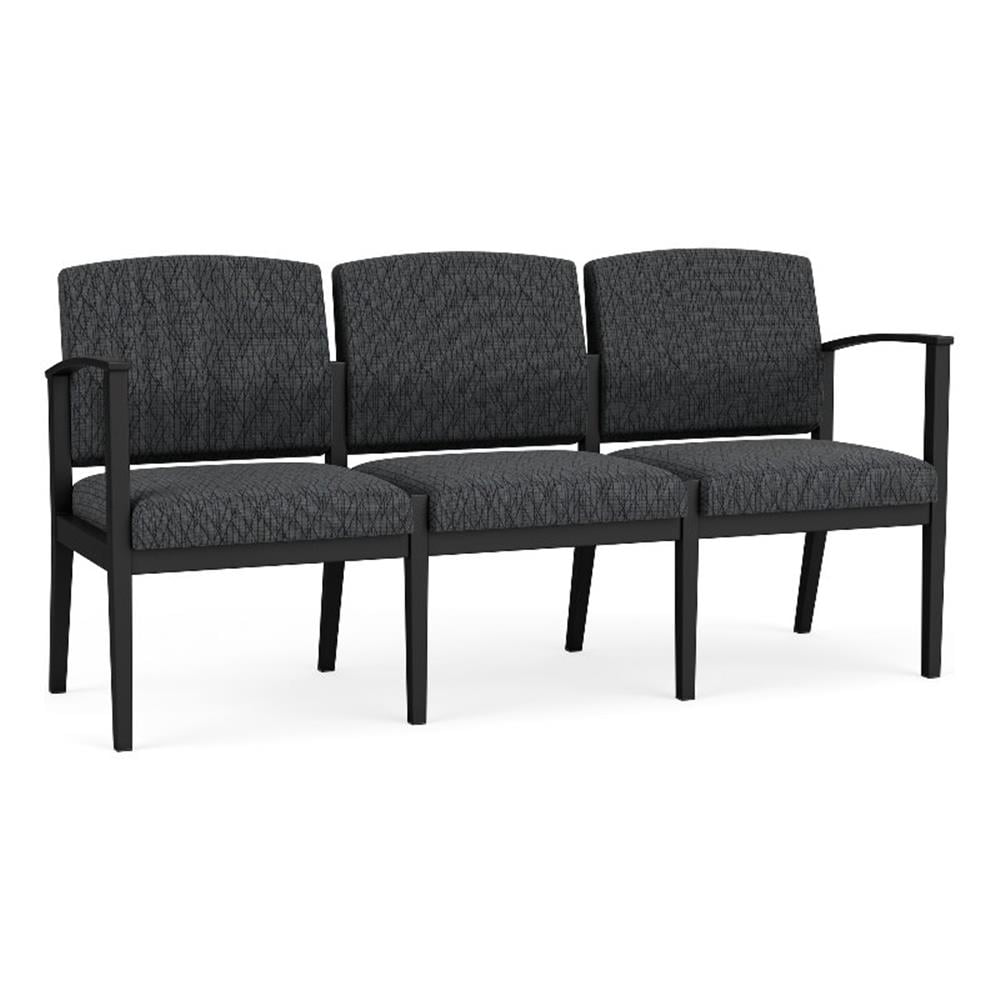 Amherst Steel Reception Waiting 3-Seat Chair / Black Steel / Dark Gray ...