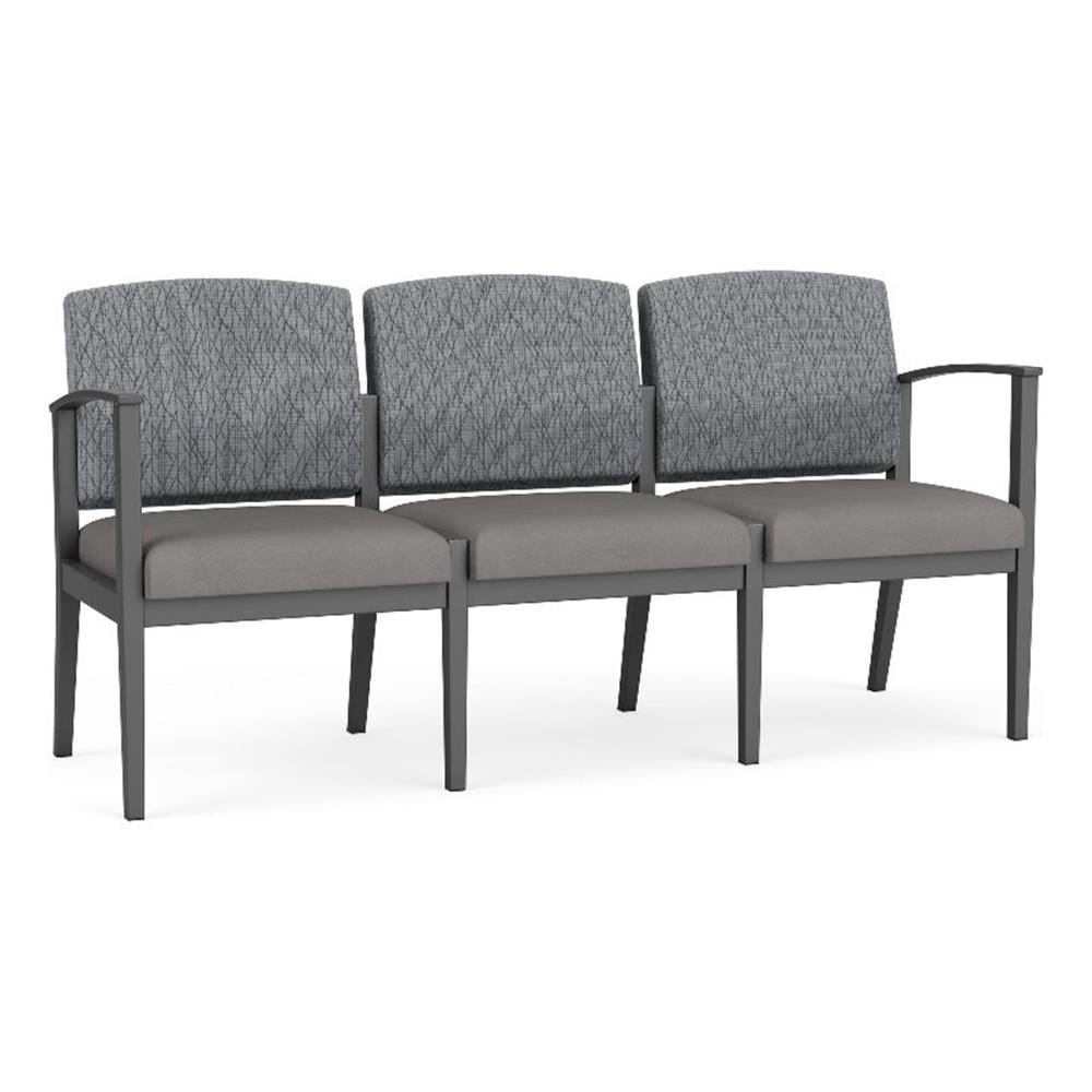 Amherst Steel Reception Waiting 3-Seat Chair / Charcoal Steel / Gray ...