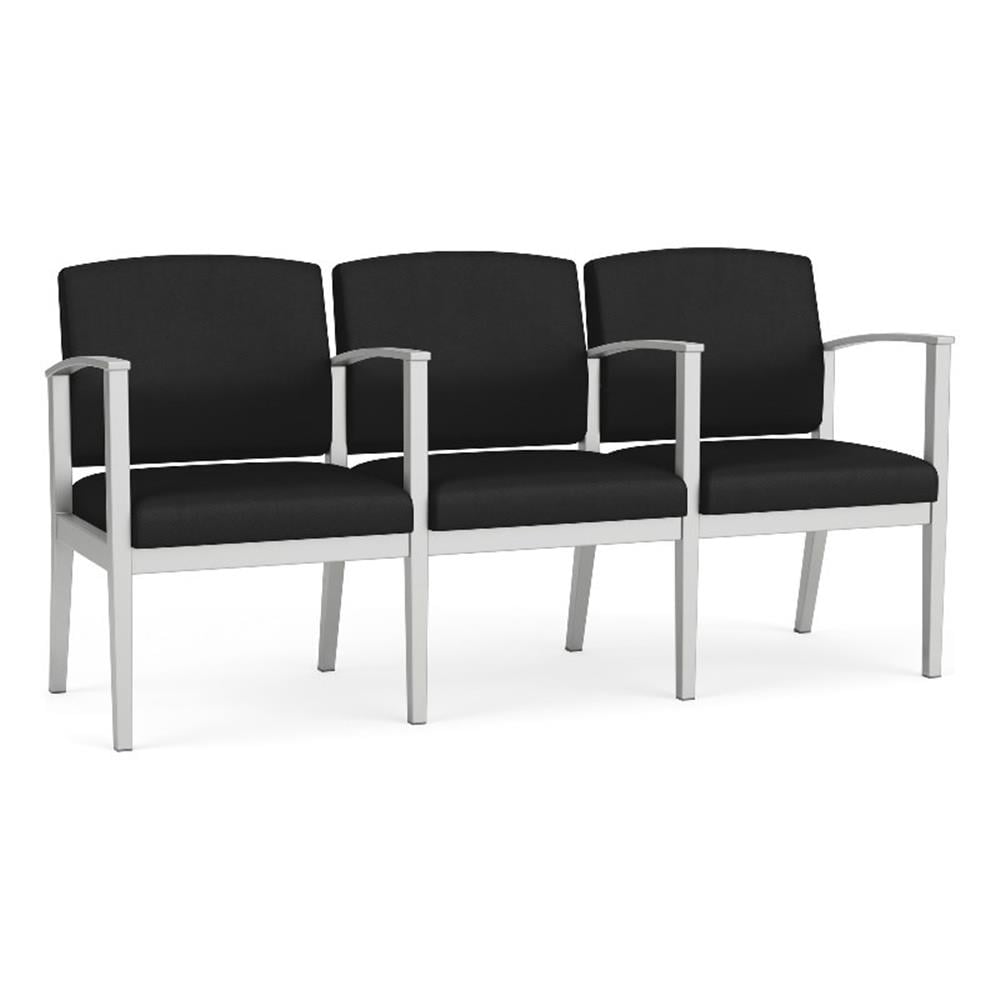 Amherst Steel Reception Waiting 3 Seat Tandem Seating / Silver Steel ...