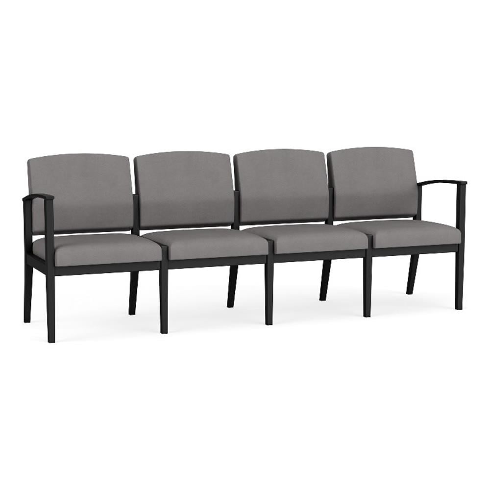 Amherst Steel Reception Waiting 4-Seat Chair / Black Steel / Light Gray ...