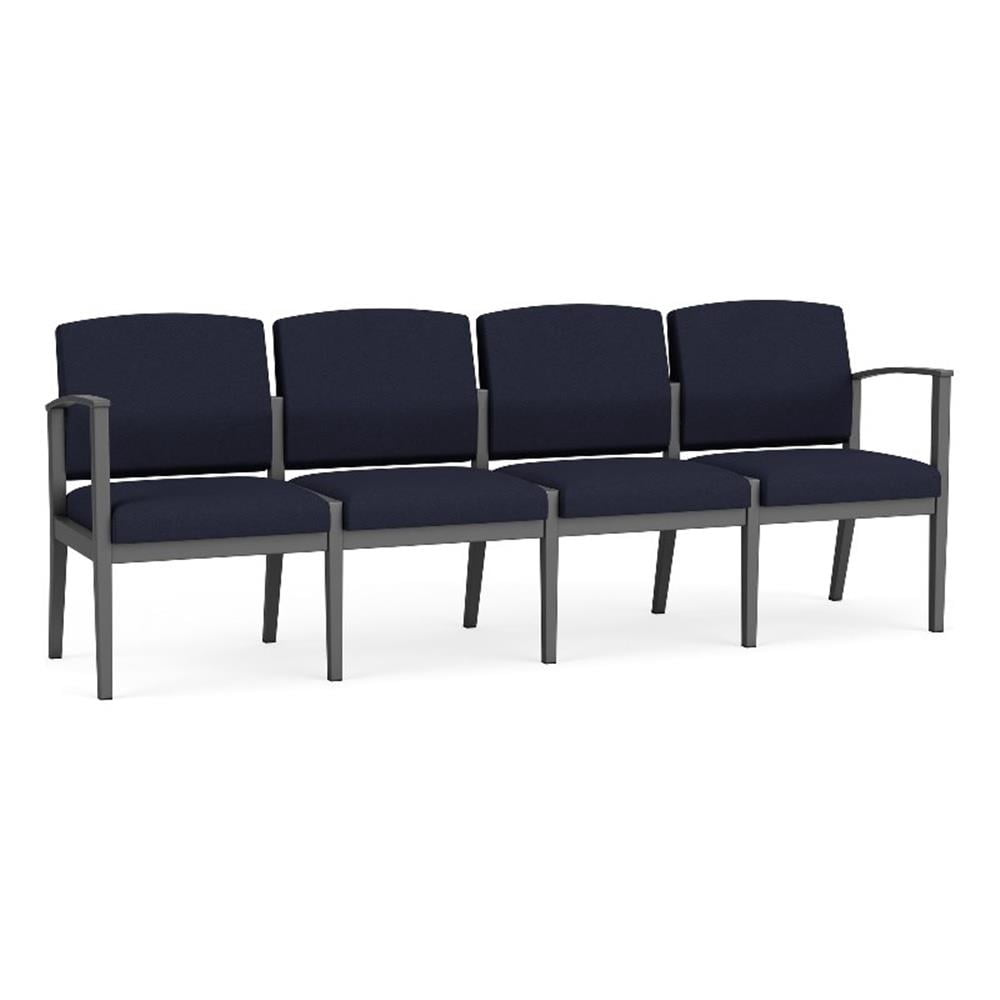 Amherst Steel Reception Waiting 4-Seat Chair / Charcoal Steel / Navy ...