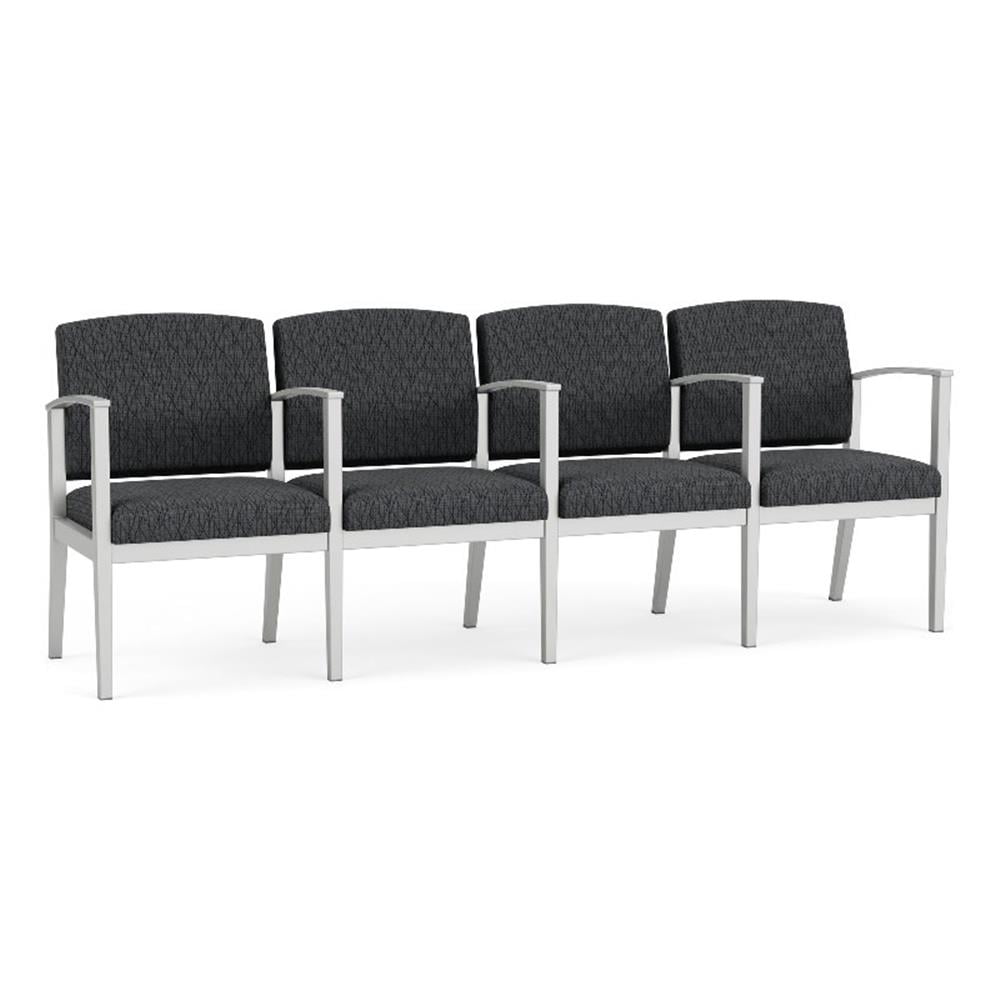 Amherst Steel Reception Waiting 4 Seat Tandem Seating / Silver Steel ...