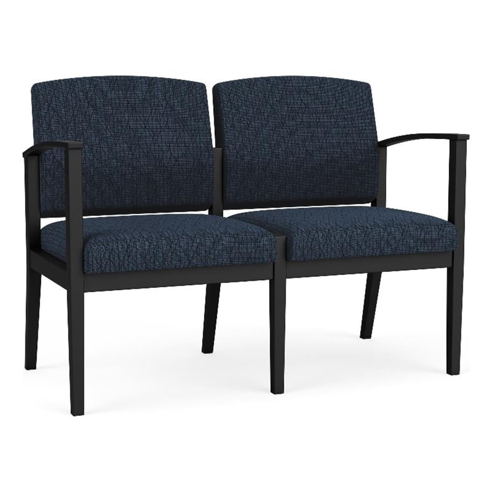 Amherst Steel Reception Waiting Room 2-Seat Chair / Black Steel / Blue ...