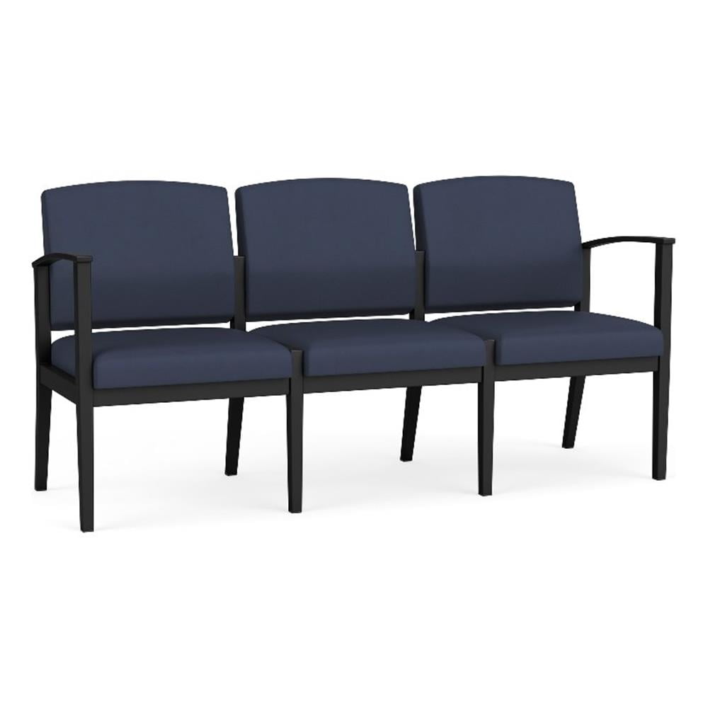 Amherst Steel Reception Waiting Room 3-Seat Chair / Black Steel / Blue ...