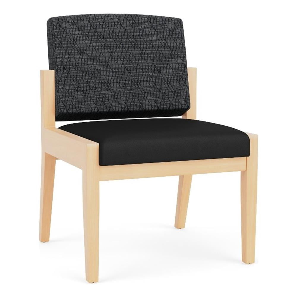 Amherst Wood Reception Armless Guest Chair / Natural Wood / Dark Gray ...
