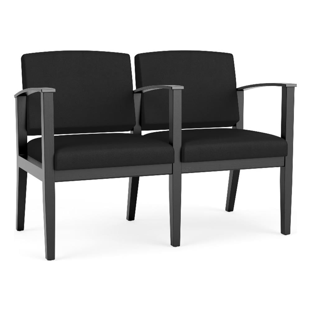 Amherst Wood Reception Waiting 2 Seat Tandem Seating / Black Wood ...