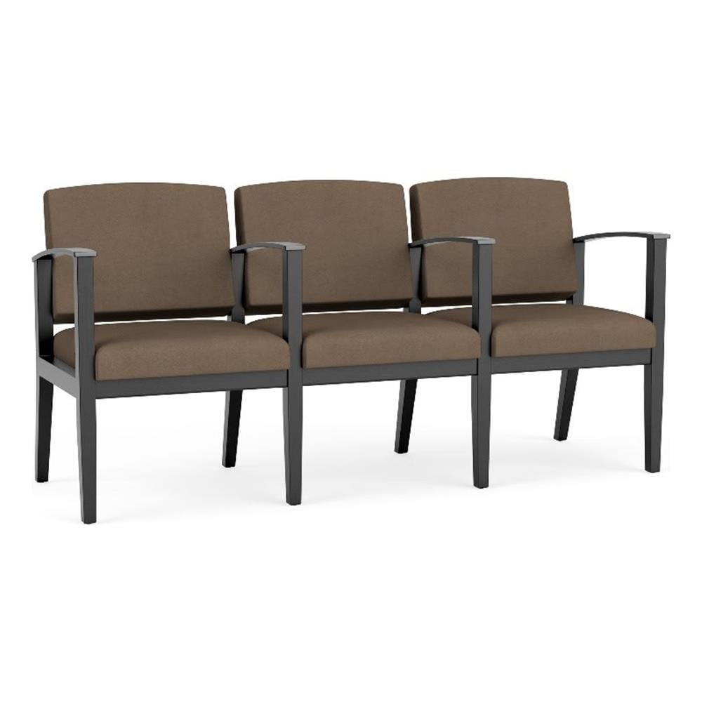 Amherst Wood Reception Waiting 3 Seat Tandem Seating / Black Wood ...