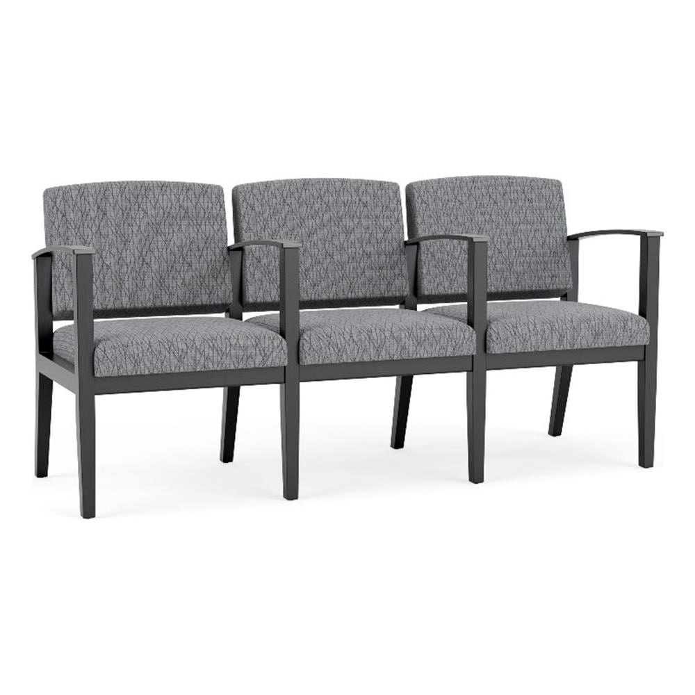 Amherst Wood Reception Waiting 3 Seat Tandem Seating / Black Wood ...