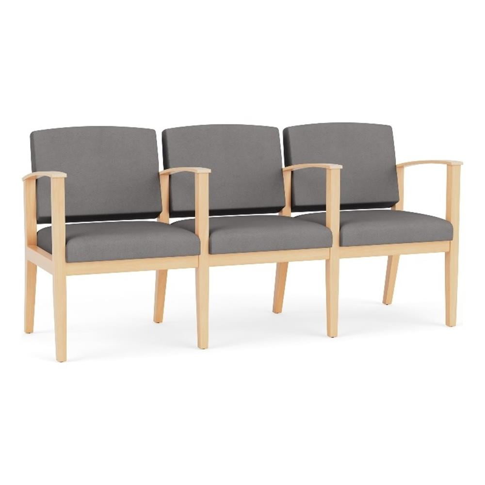 Amherst Wood Reception Waiting 3 Seat Tandem Seating / Natural Wood ...