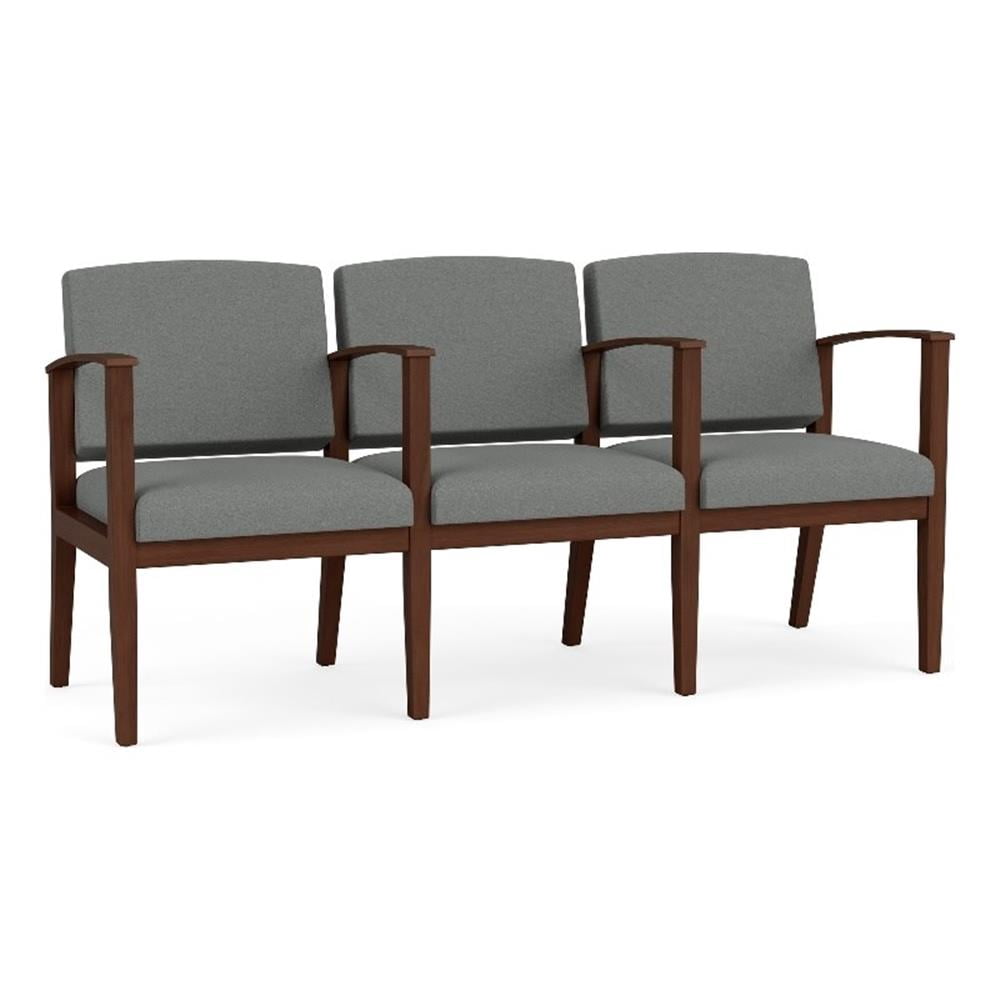 Amherst Wood Reception Waiting 3 Seat Tandem Seating / Walnut Wood ...