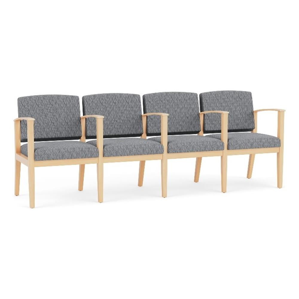 Amherst Wood Reception Waiting 4 Seat Tandem Seating / Natural Wood ...