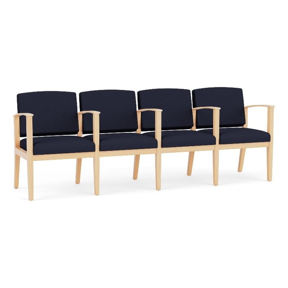 Amherst Wood Reception Waiting 4 Seat Tandem Seating / Natural Wood ...