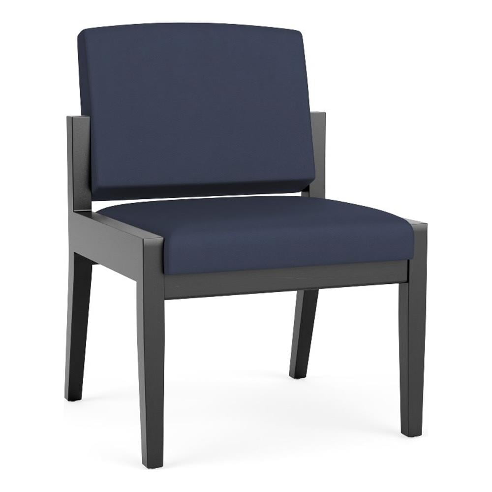 Amherst Wood Reception Waiting Armless Guest Chair / Black Wood / Blue ...