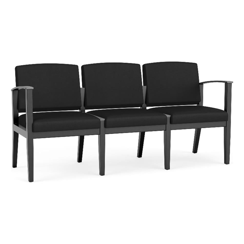 Amherst Wood Reception Waiting Room Healthcare 3-Seat Chair / Black ...