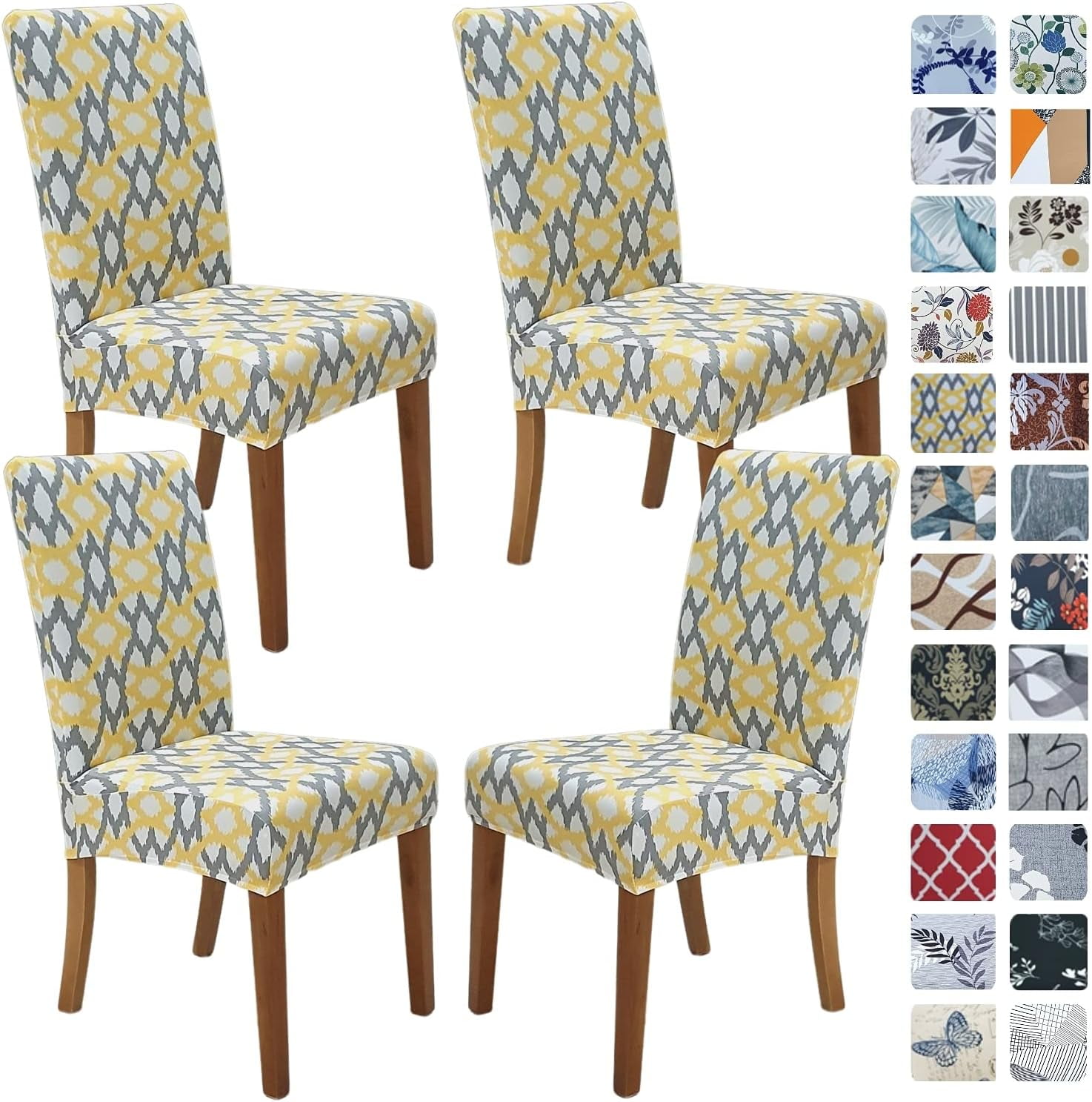Amhlg Chair Covers for Dining Room Set of 4, Stretch Dining Chair Cover ...