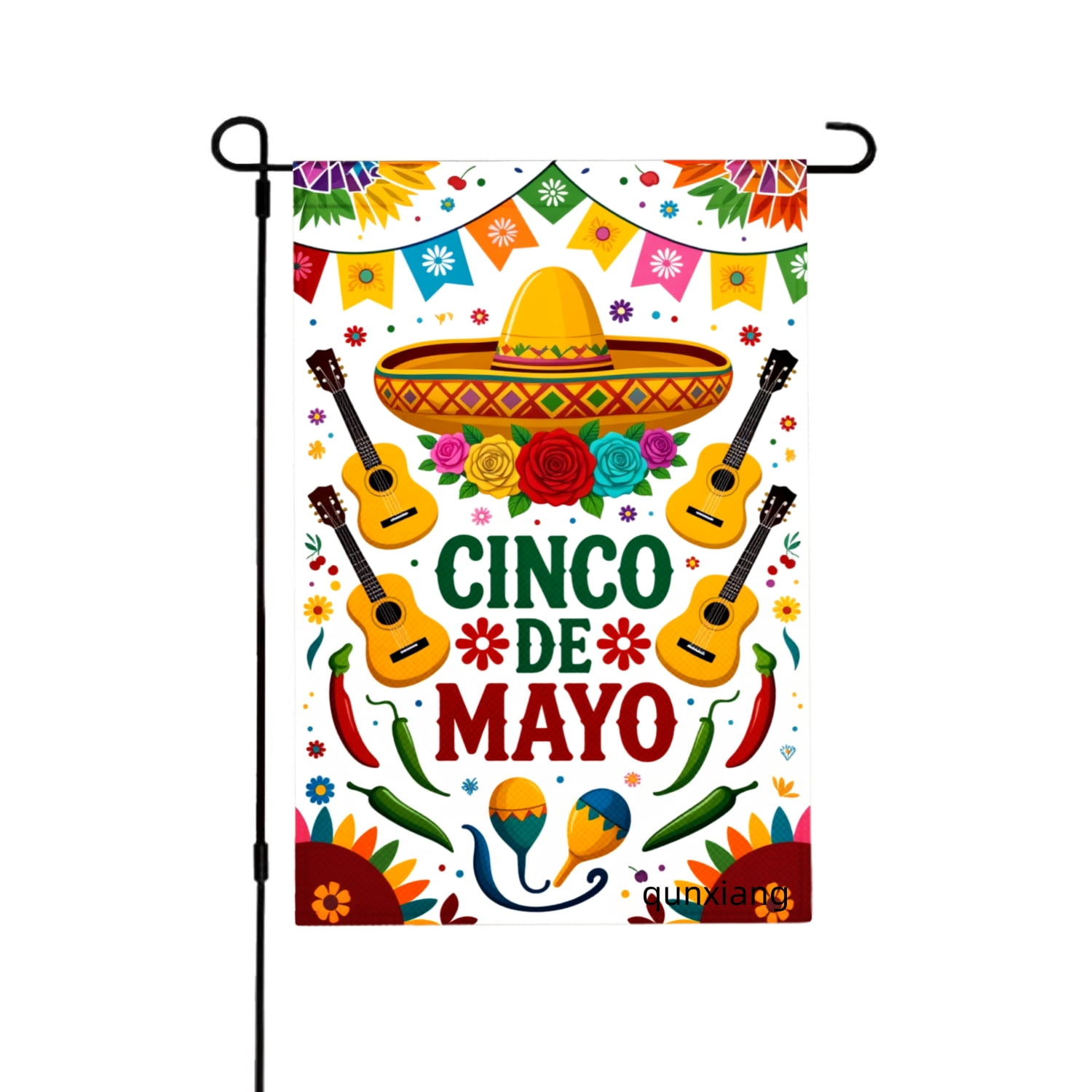 Amhnf Cinco De Mayo Mexican Theme Garden Flag With Sombrero Guitar And ...