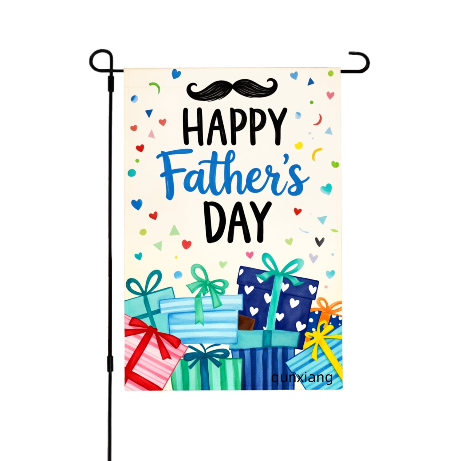 Amhnf Happy Fathers Day Garden Flag With Mustache And Gifts For Home ...