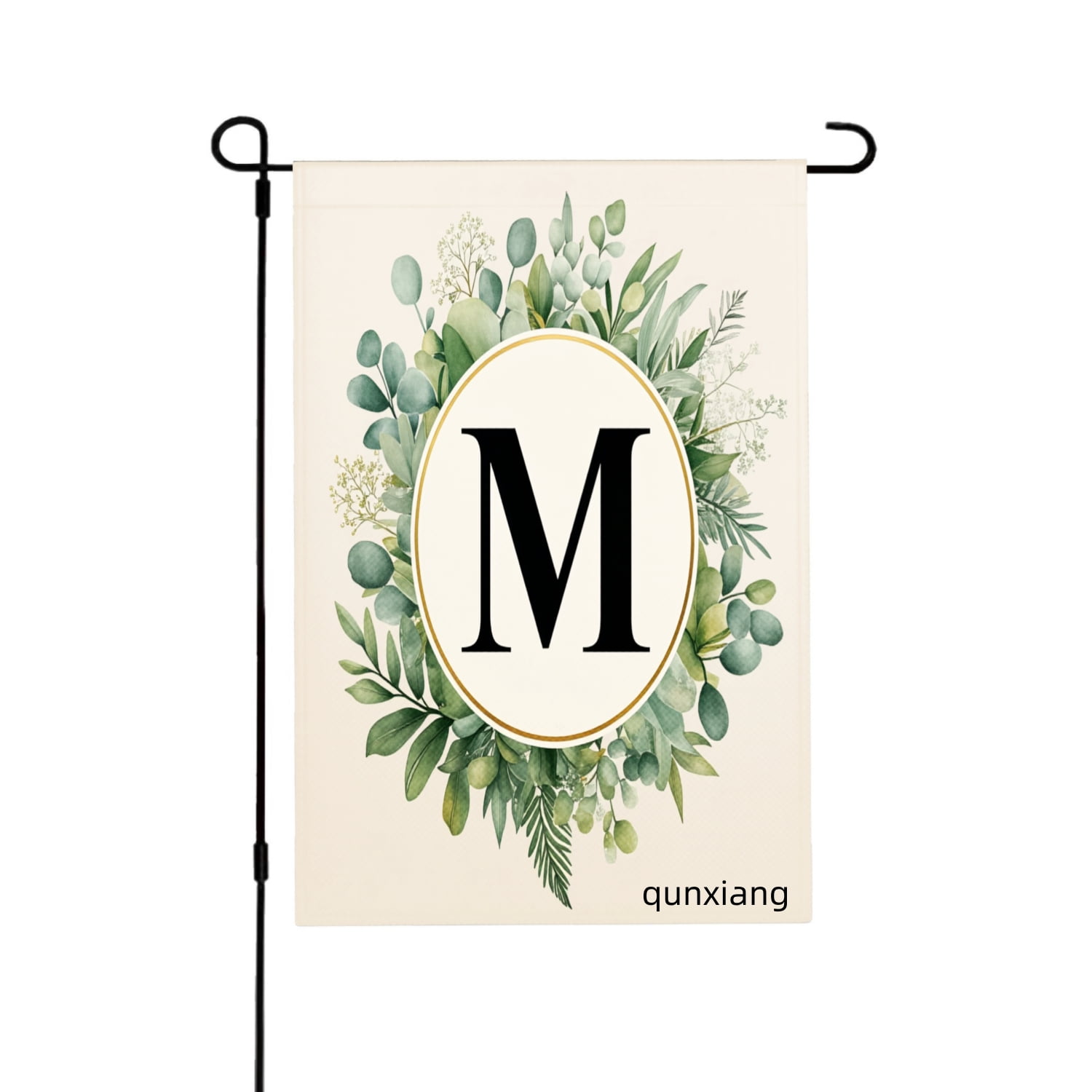 Amhnf Monogram Garden Flag With Greenery Design M Initial For Home ...