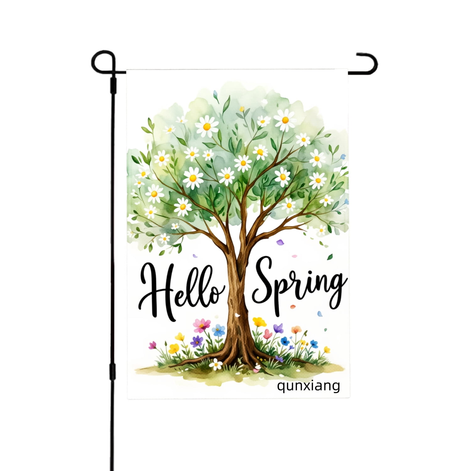 Amhnf Spring Tree Floral Garden Flag Hello Spring Watercolor Art For ...