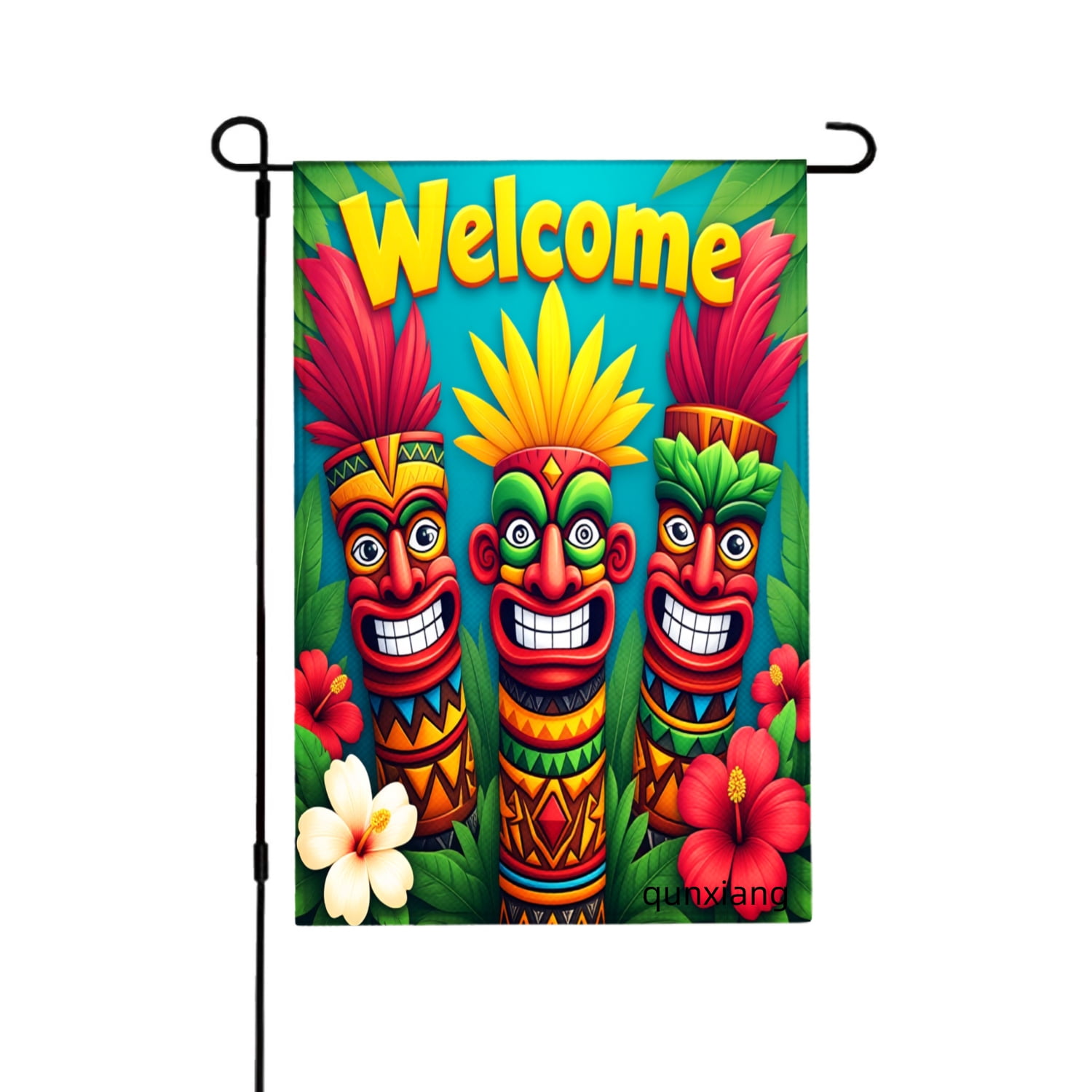 Amhnf Welcome Tiki God Garden Flag For Home Outdoor Garden Yard Decor ...