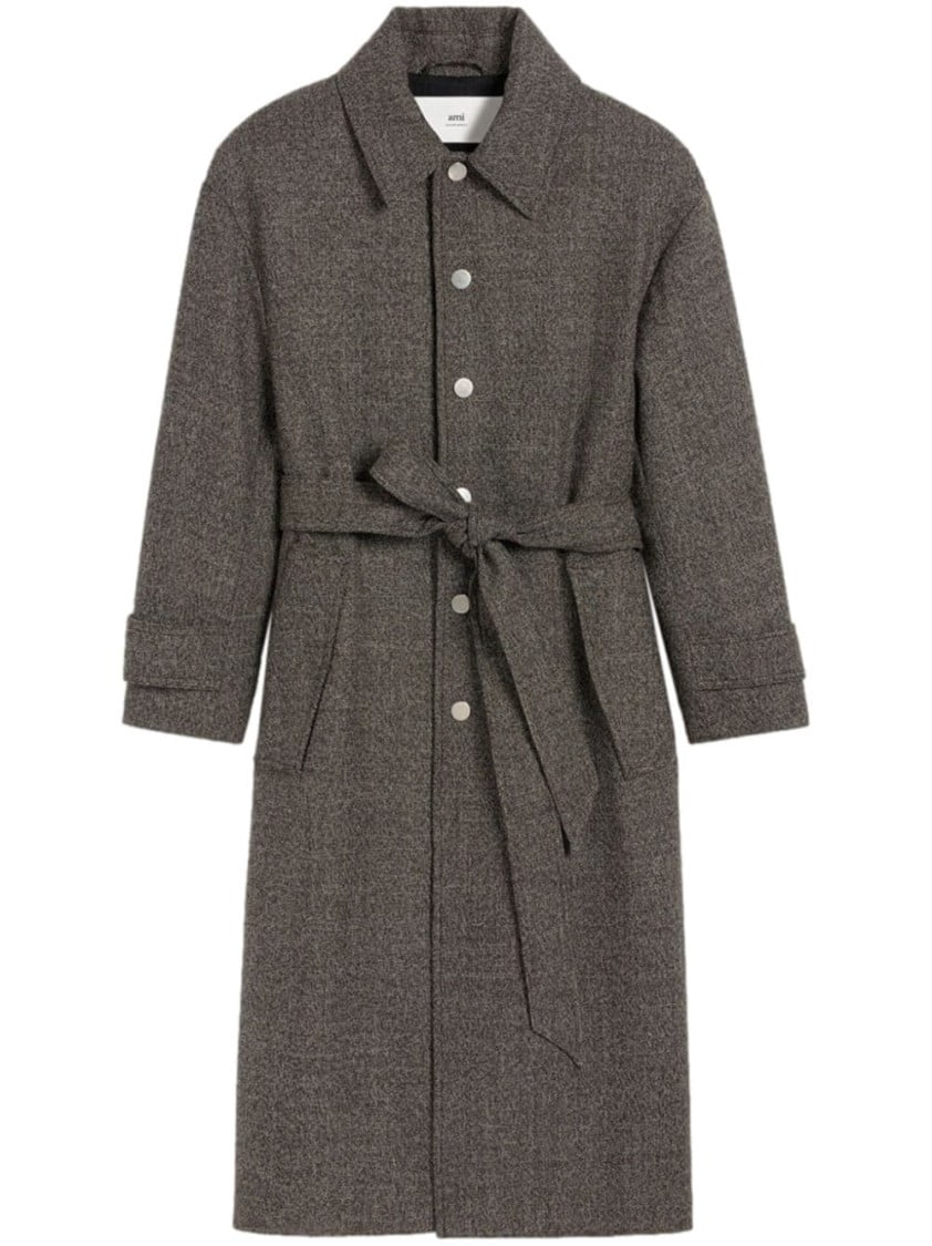 Ami Grey Belted Coat (Men's) - Walmart.com