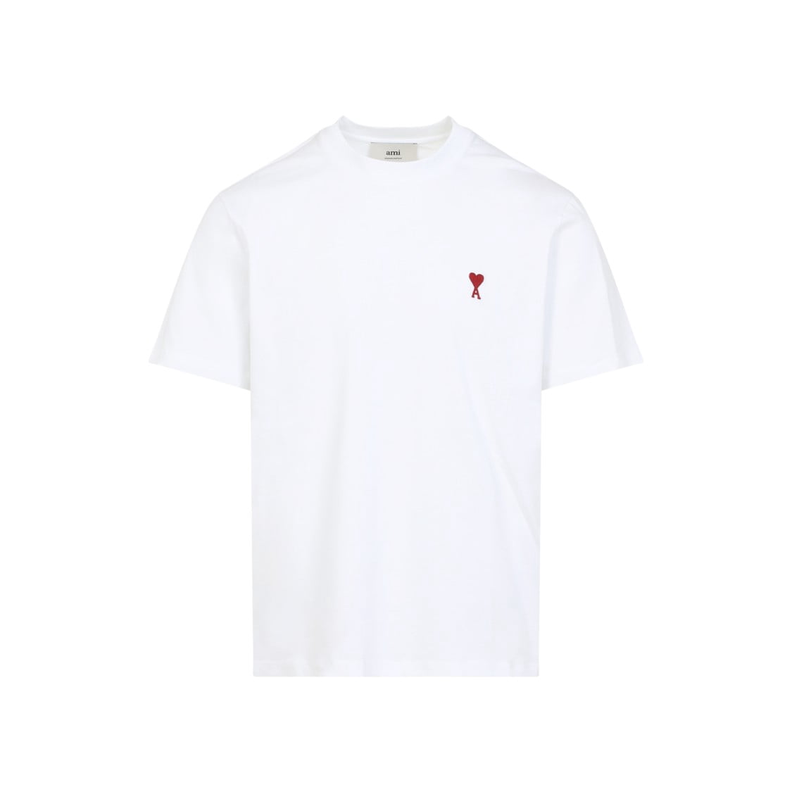 Ami Paris Classic Fit White Cotton T-Shirt With Embroidered Logo (Men's ...