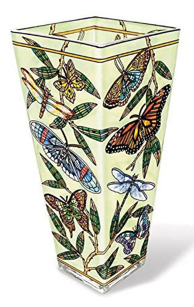 Amia 42031 Hand Painted Glass Vase, 10-Inch, Butterfly and Dragonfly ...