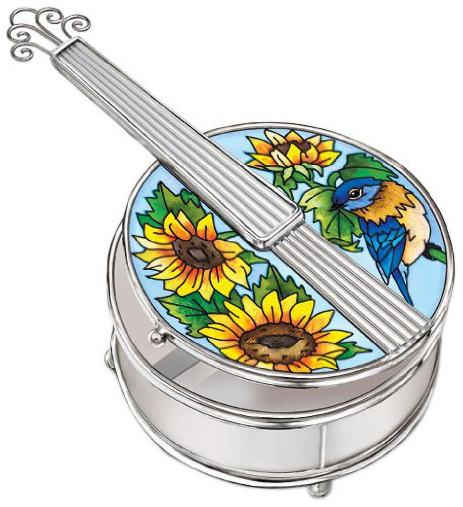 Amia Bluegrass Banjo Musical Jewelry Box, Hand-Painted Glass, 8-1/2 ...
