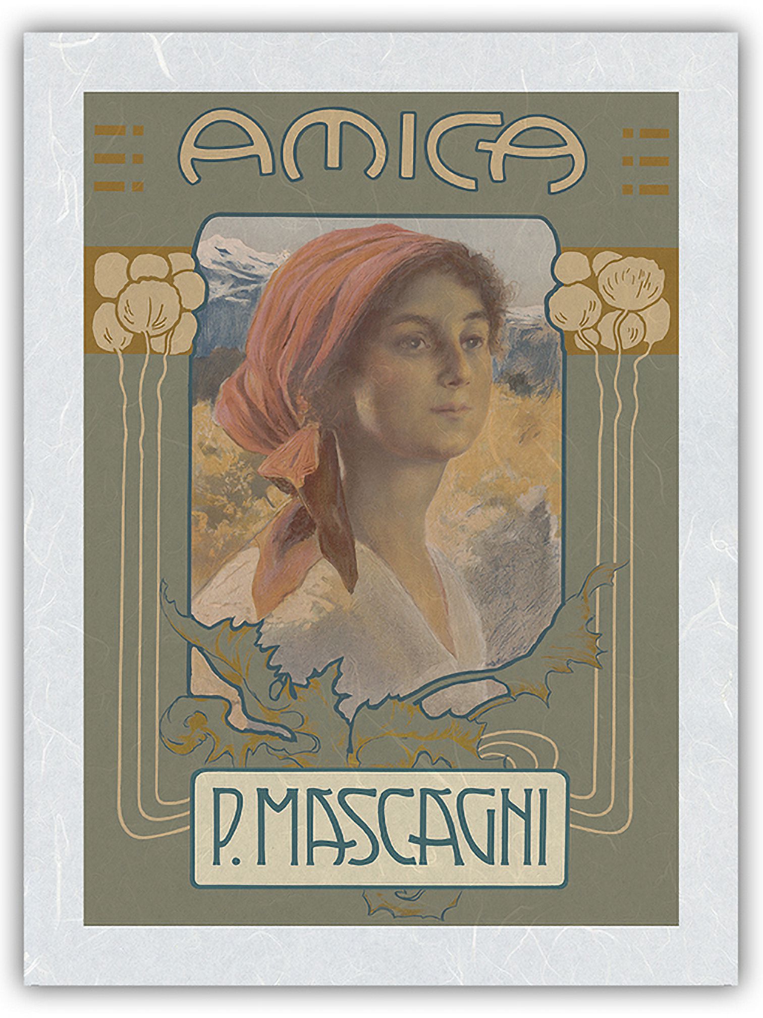 Amica - Italian Opera - Composer Pietro Mascagni - Vintage Music Poster ...