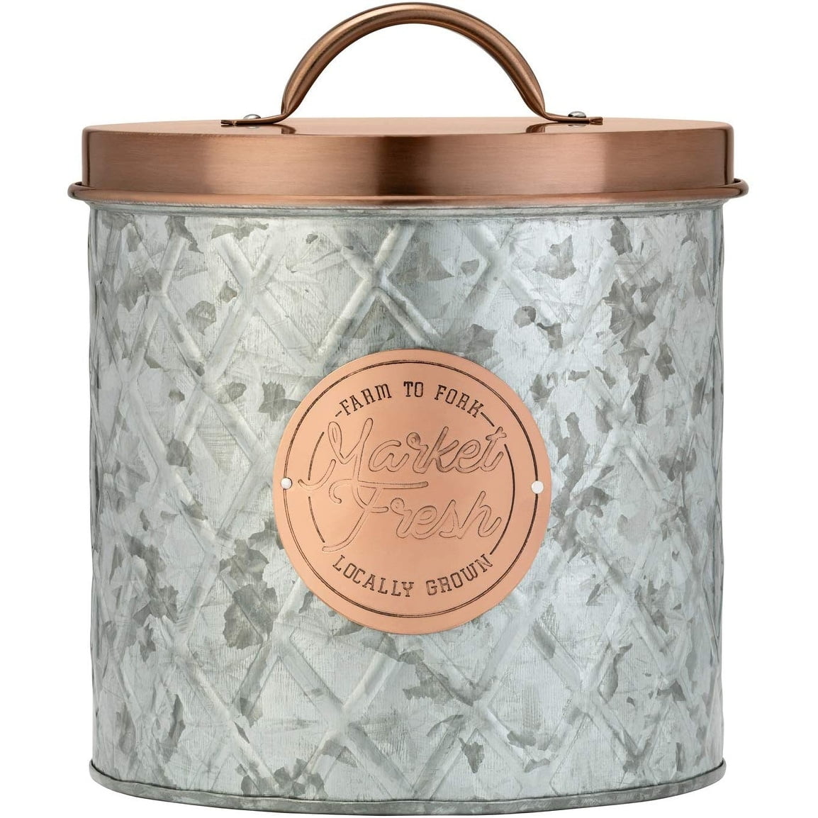 Amici Bristol Large Metal Canister - Rustic Decorative Galvanized and ...