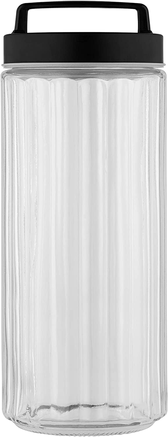 Amici Home Arlington Airtight Glass Canister, Large 78 Oz, Black Lid ...