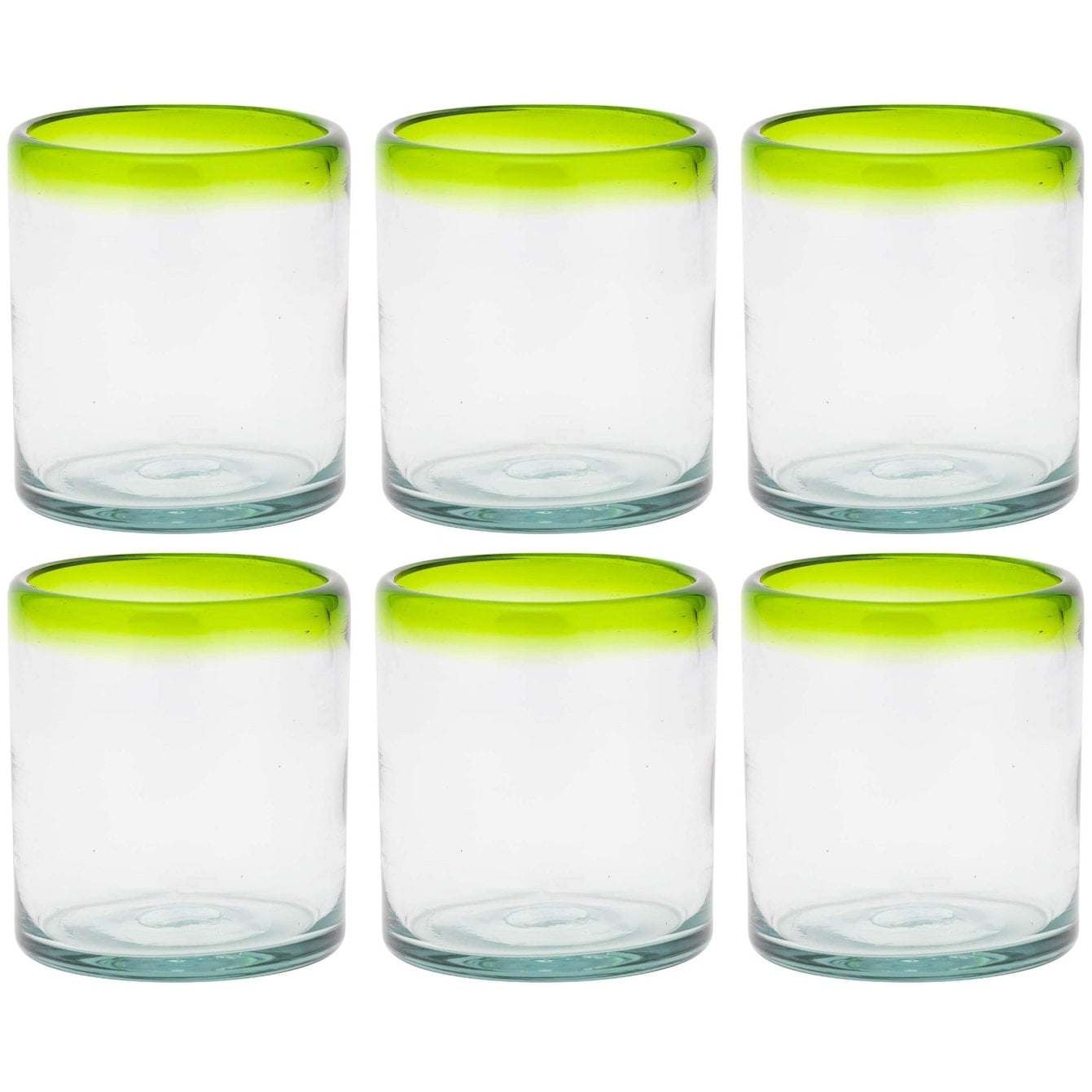 Amici Home Authentic Mexican Handmade DOF Glasses Set of 6 12 oz - Lime ...
