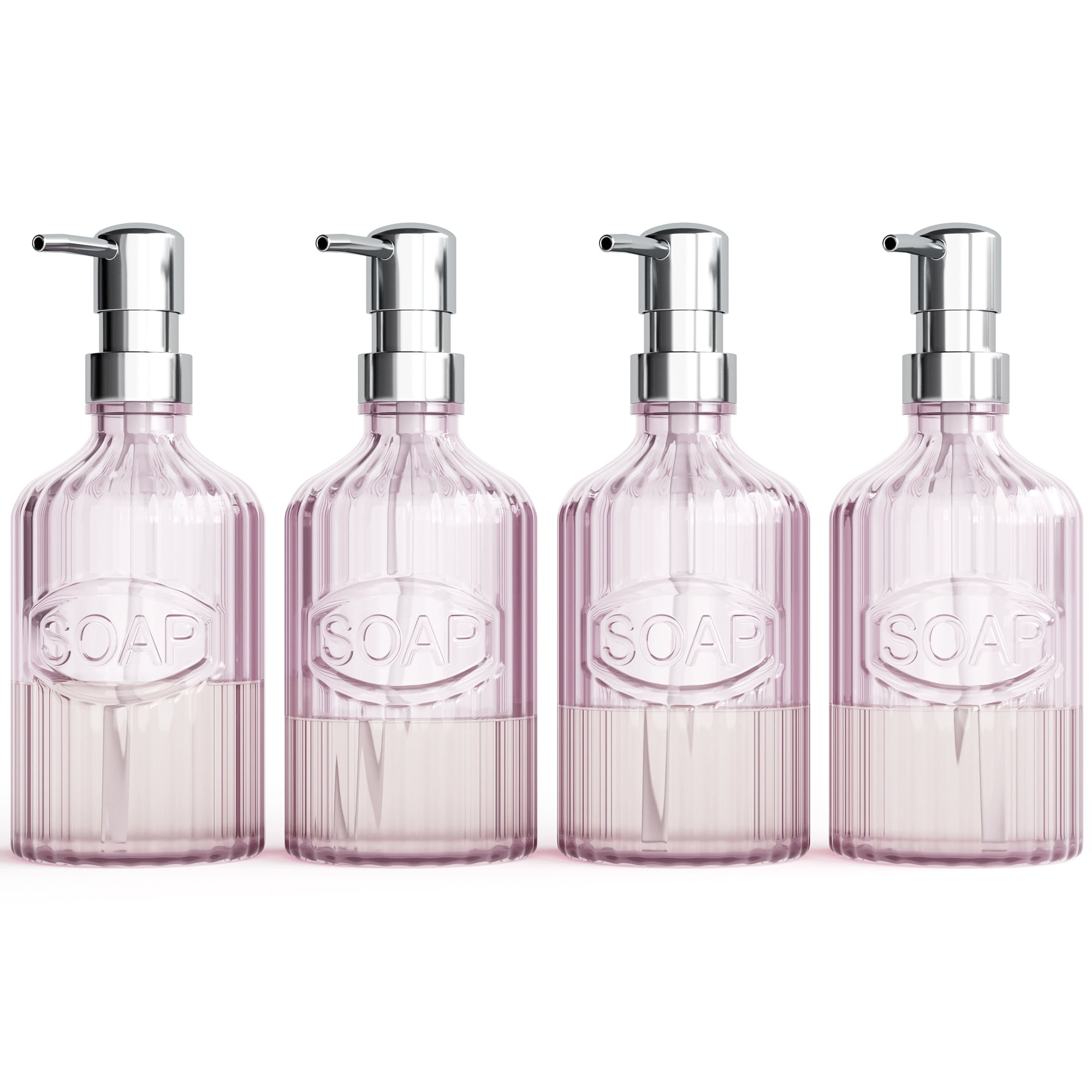 Amici Home, , Basin Collection Glass Soap Pump, Blush Textured Recycled ...